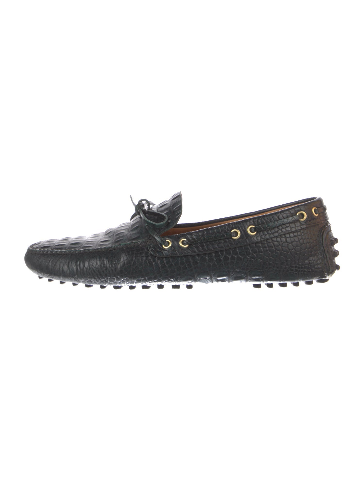 Car Shoe Embossed Leather Drivers - Blue Loafers, Shoes - WCSXP20029 ...