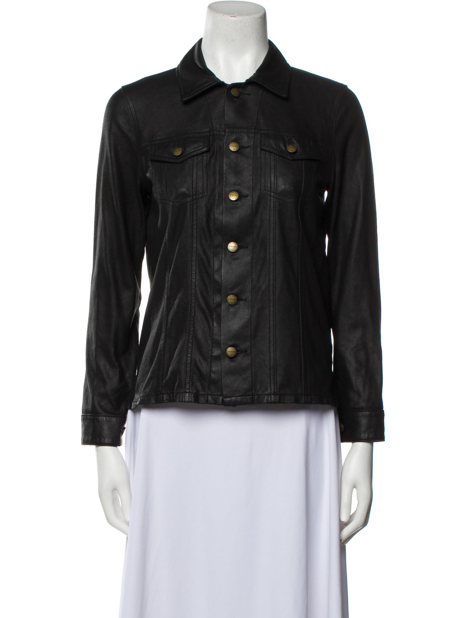 Current/Elliott Goat Leather Denim Jacket - Black Jackets, Clothing ...