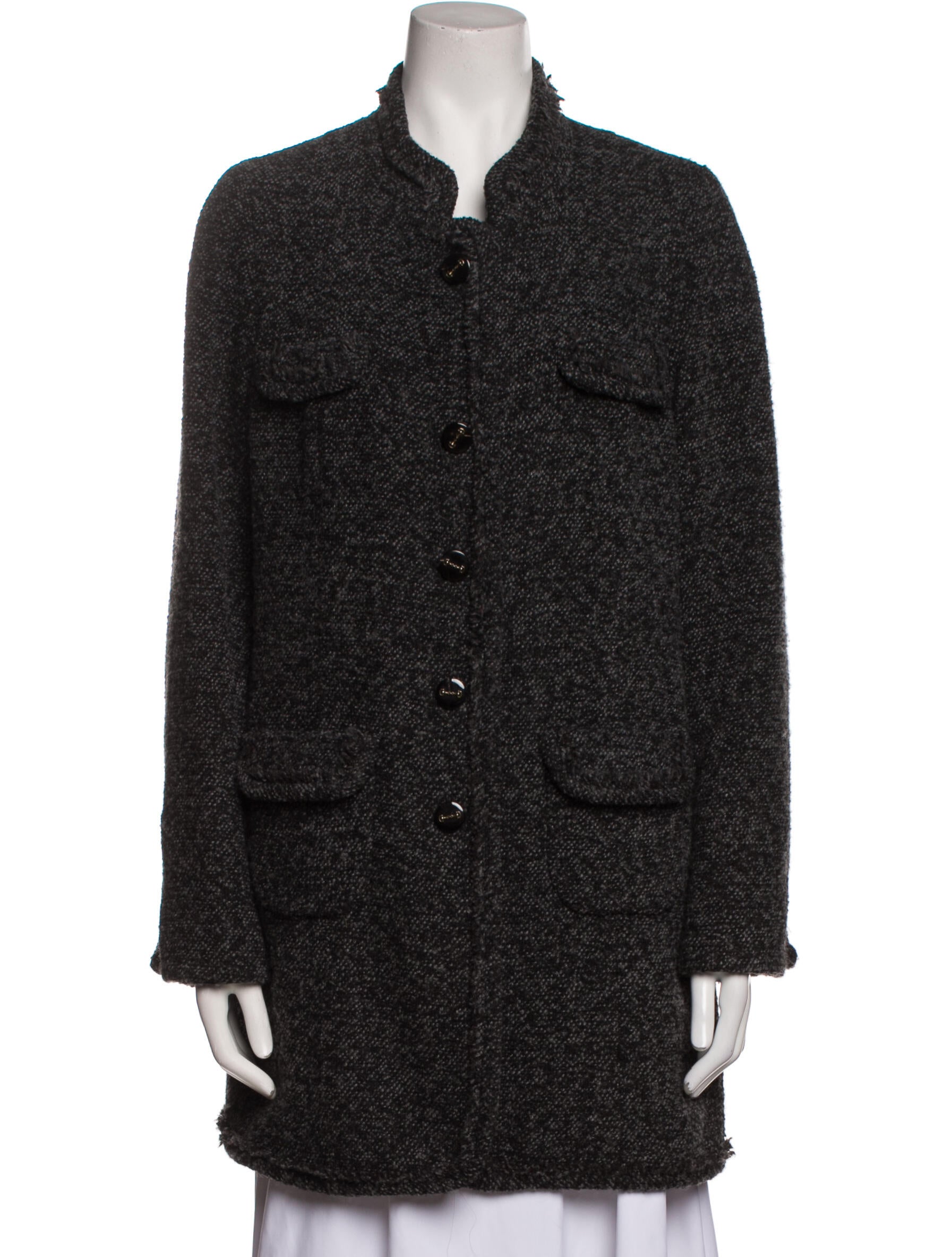 Gerard Darel Tweed Pattern Coat - Black Coats, Clothing - WDARL25359 ...