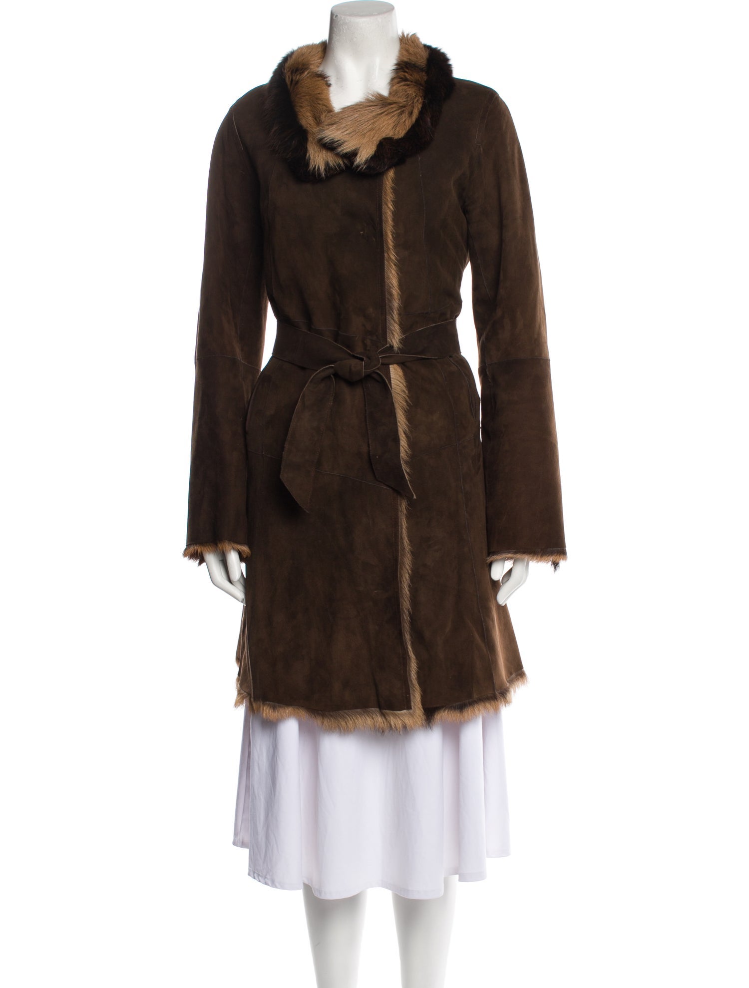Gerard Darel Goat Leather Faux Fur Coat - Brown Coats, Clothing ...