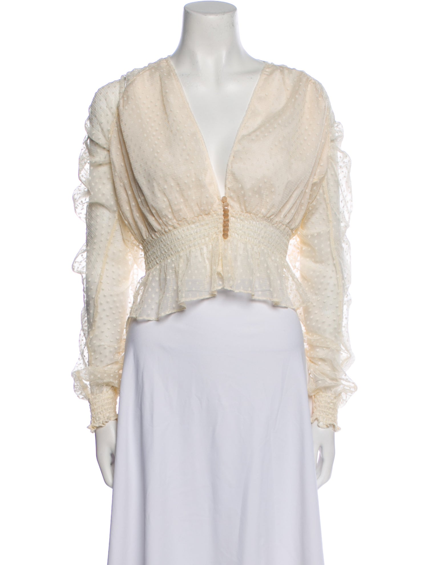 Divine Heritage V-Neck Long Sleeve Crop Top - Neutrals Tops, Clothing ...