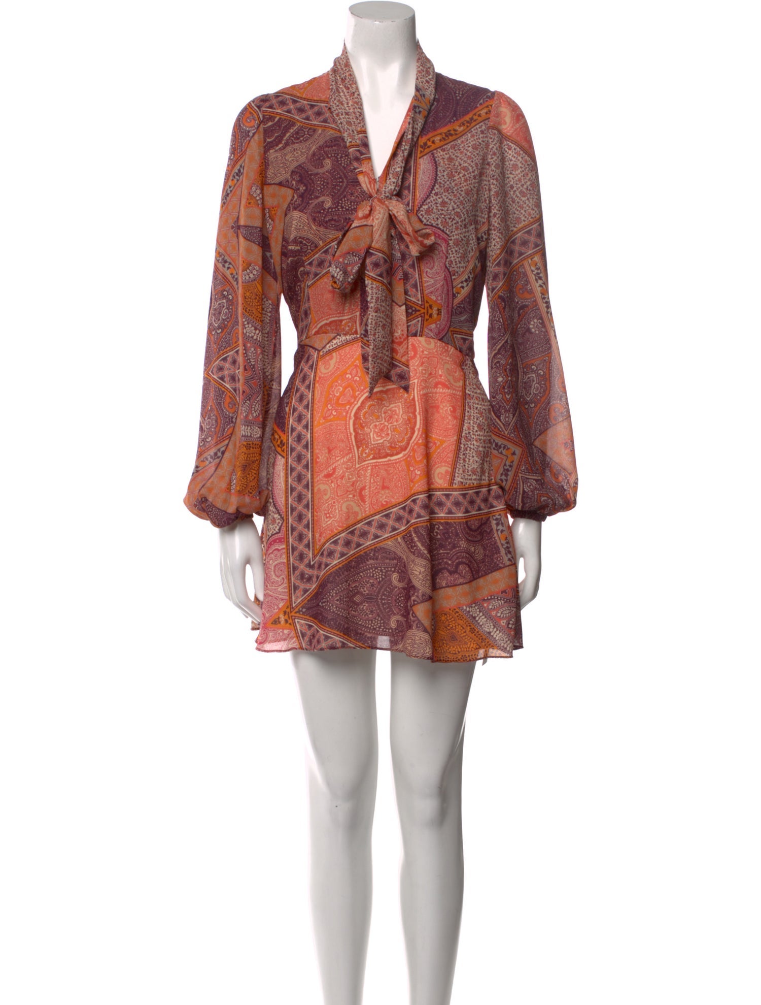 Divine Heritage Paisley Print Mini Dress - Orange Dresses, Clothing ...