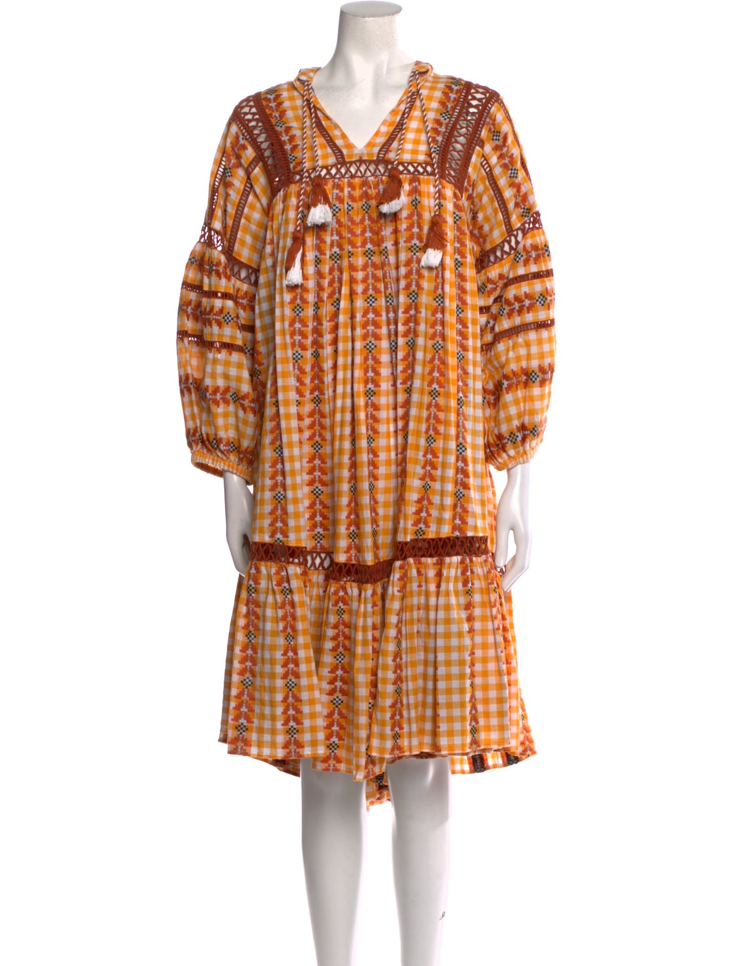 Dodo Bar Or Plaid Print Midi Length Dress - Orange Dresses, Clothing ...