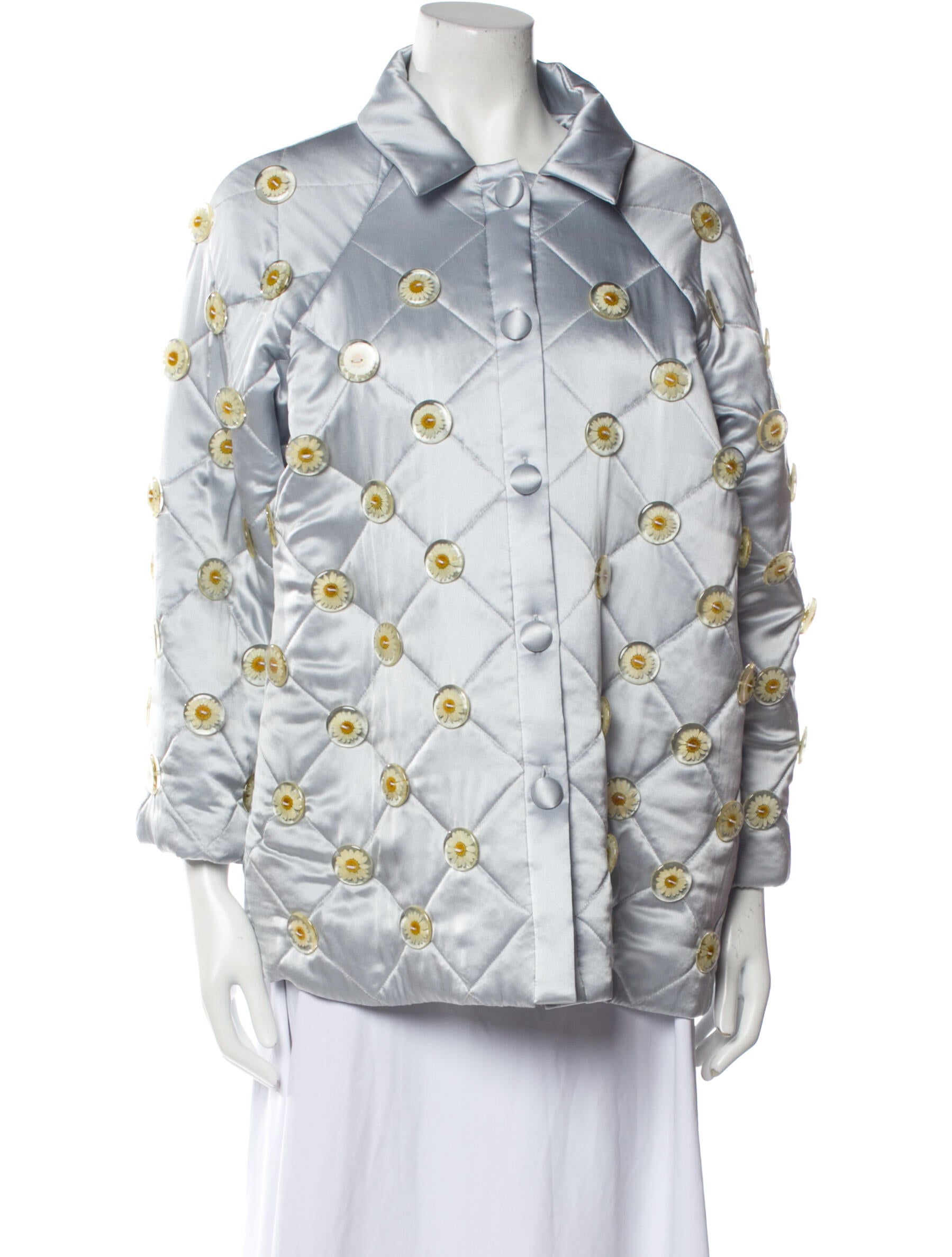 DAUPHINETTE Silk Printed Denim Jacket - Blue Jackets, Clothing ...