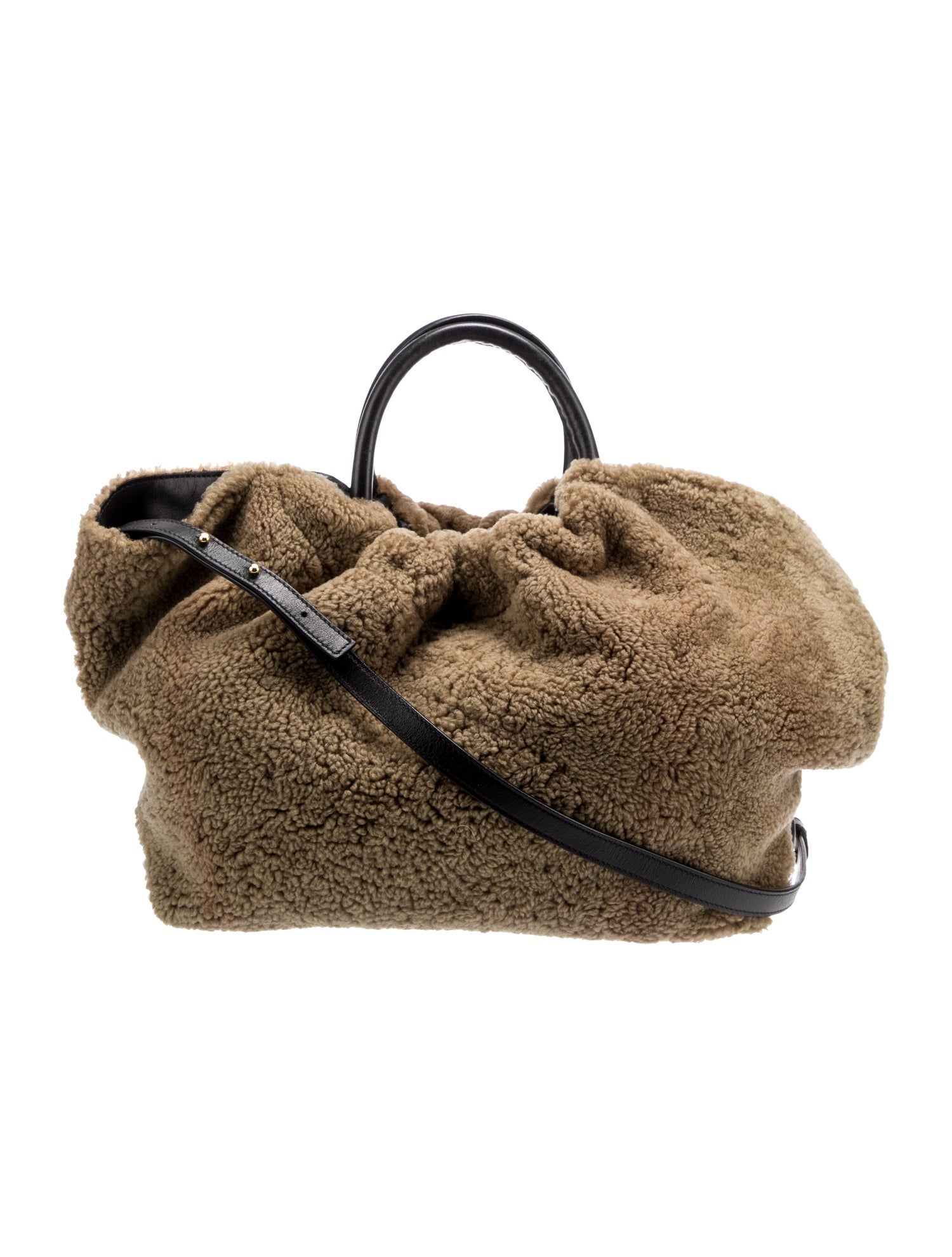 DeMellier Shearling Leather trim Handle Bag - Neutrals Handle Bags ...