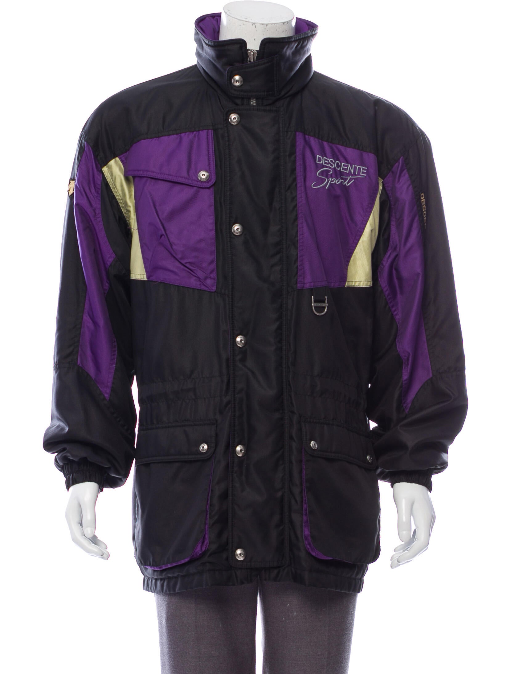 Descente Logo Embroidered Parka - Black Outerwear, Clothing ...