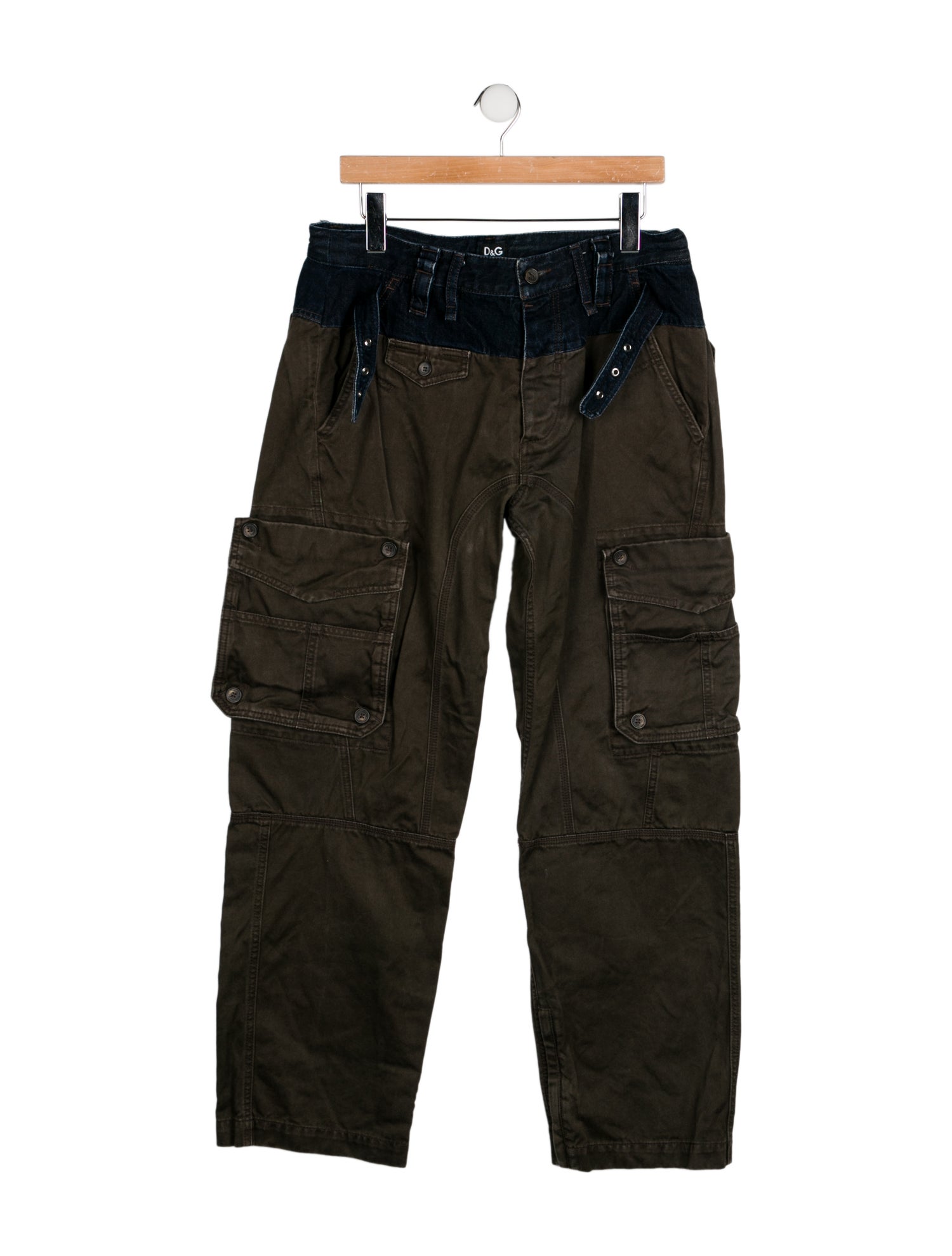 D&G Colorblock Pattern Cargo Pants - Green, 11" Rise Pants, Clothing ...