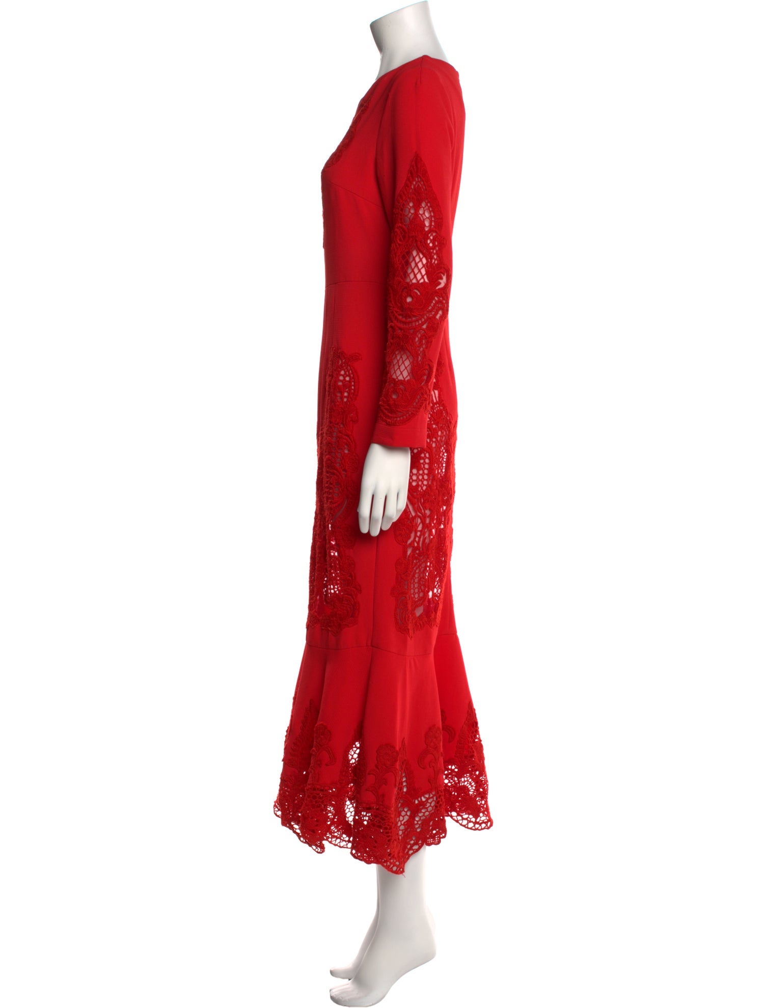 Farm Rio Lace Pattern Long Dress - Red Dresses, Clothing - WFARM69035 ...