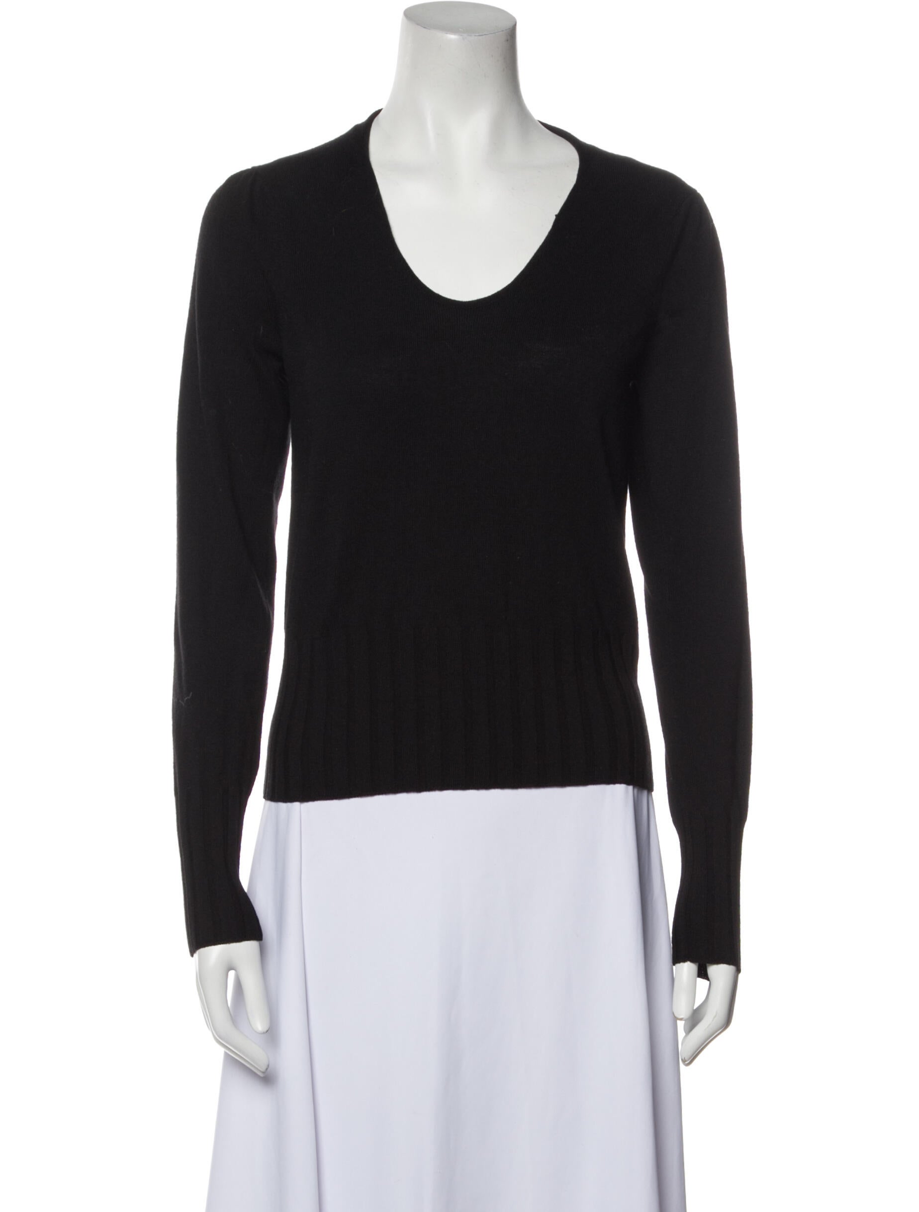 Diane von Furstenberg Merino Wool Scoop Neck Sweater - Black Knitwear ...