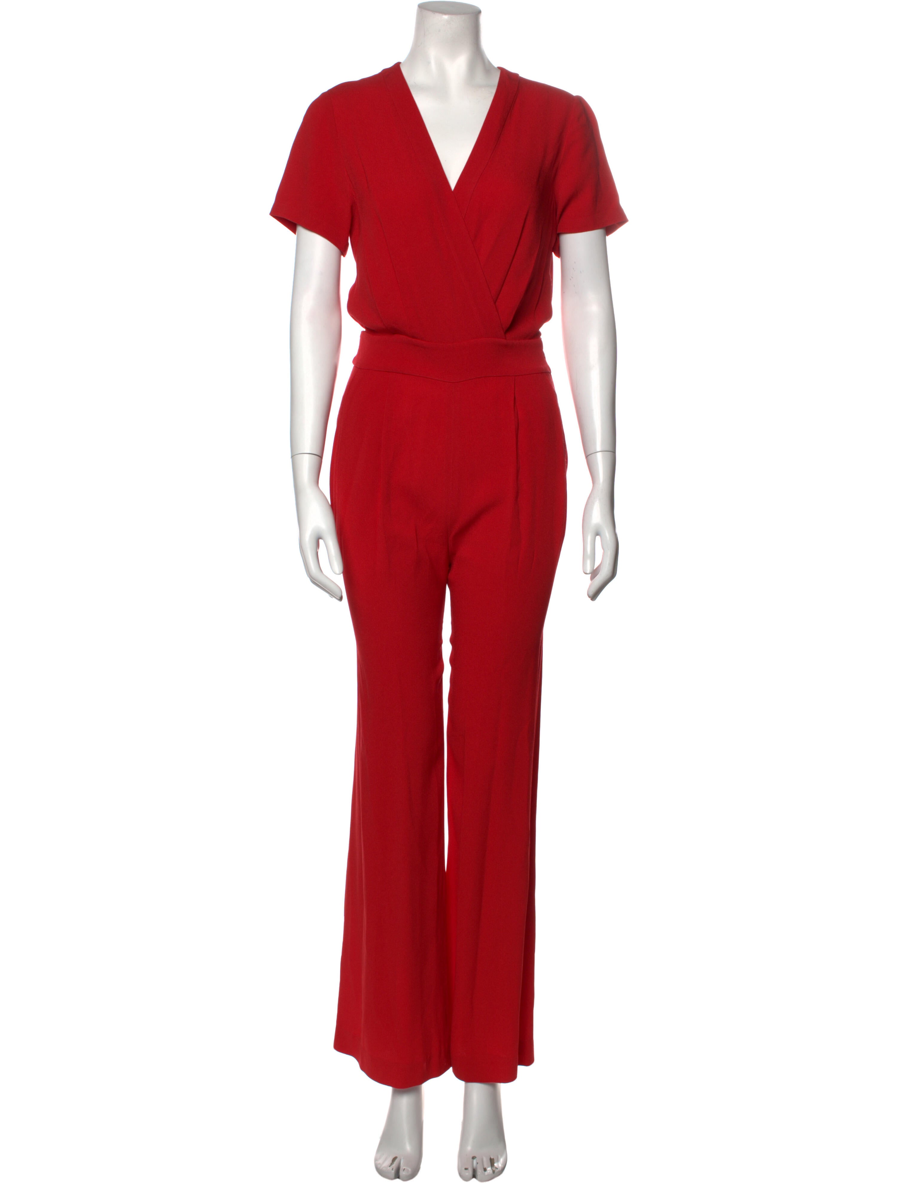 Diane von Furstenberg V-Neck Jumpsuit - Red, 13.25" Rise Jumpsuits and ...