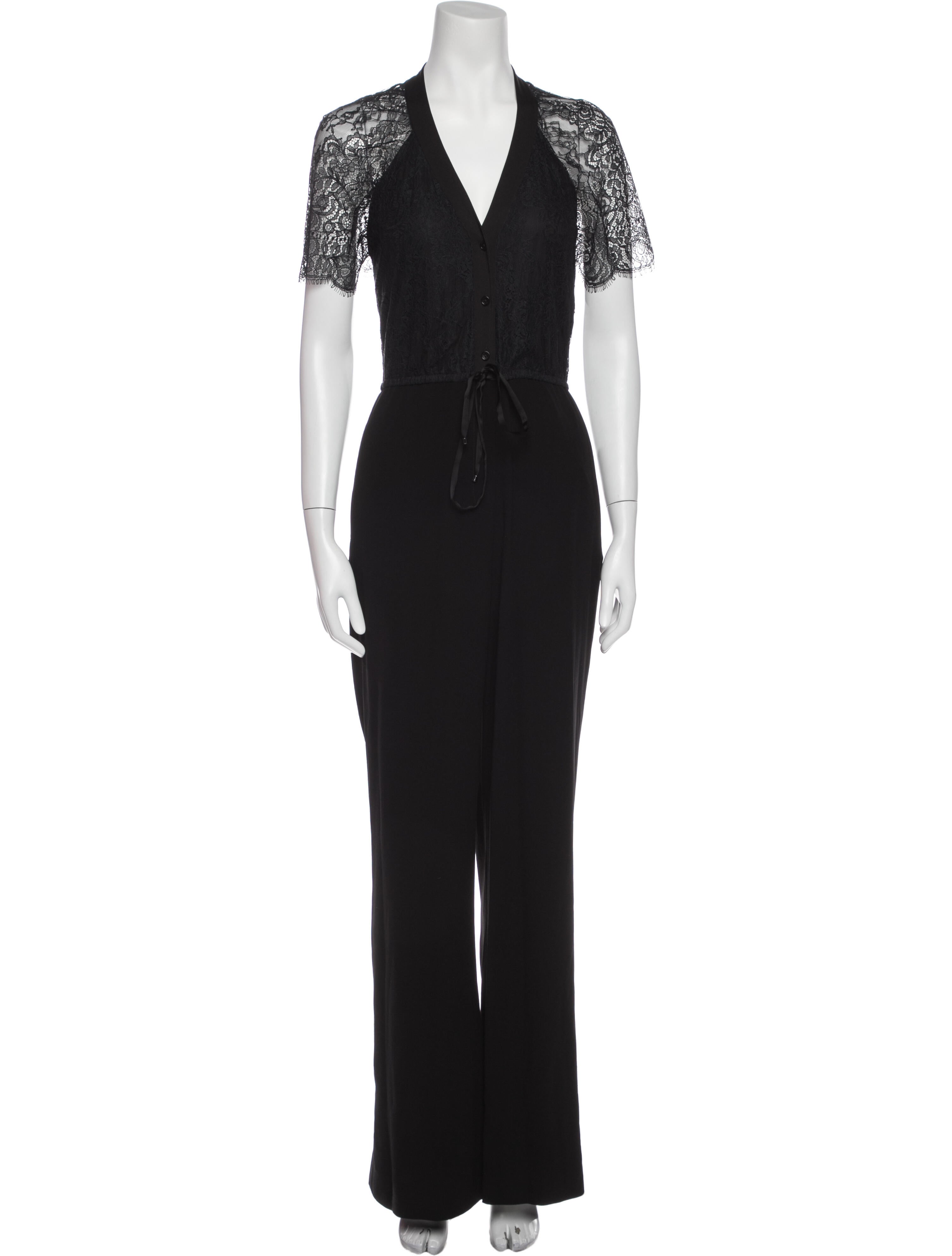 Diane von Furstenberg V-Neck Jumpsuit - Black, 12.5" Rise Jumpsuits and ...