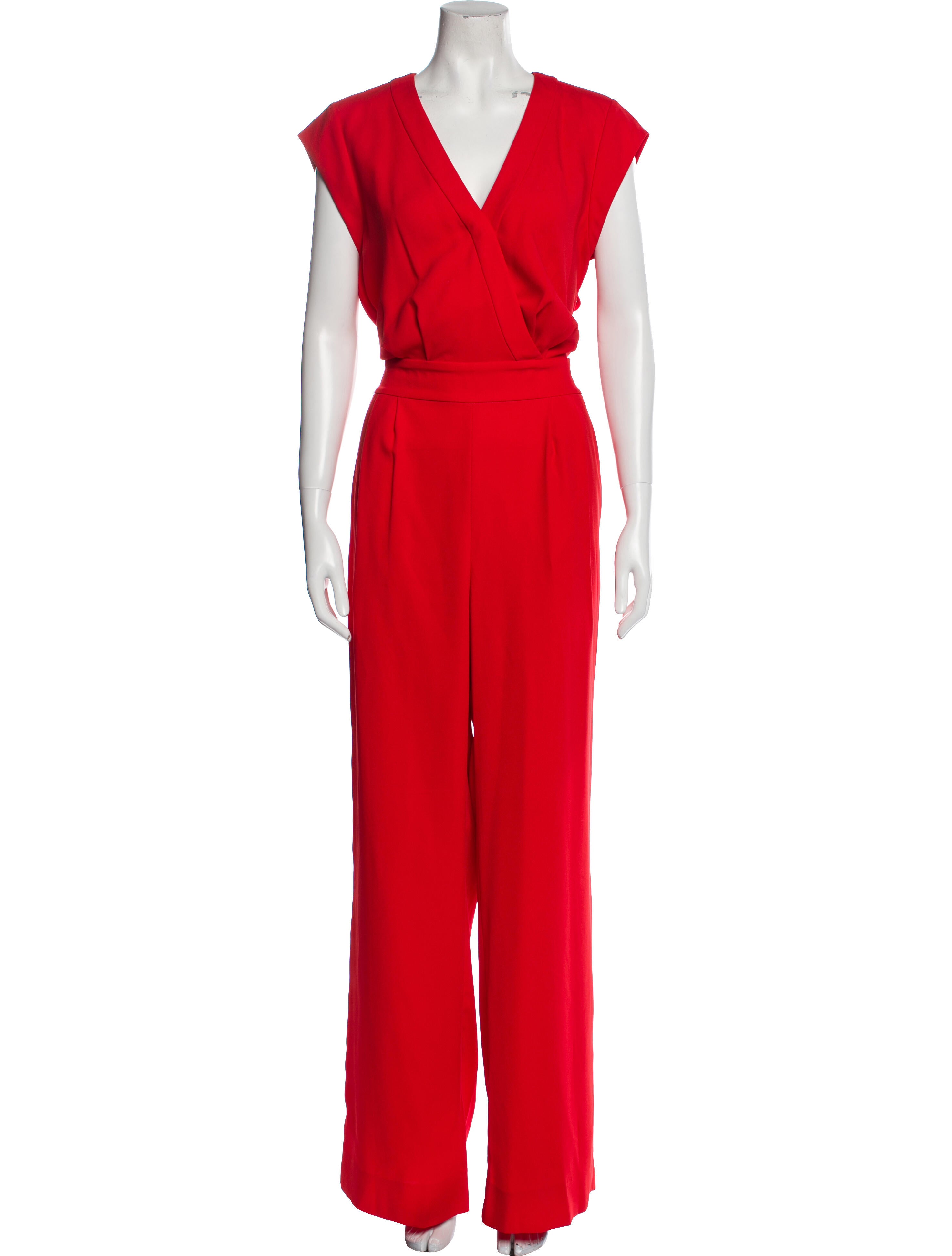 Diane von Furstenberg V-Neck Jumpsuit - Red, 13.75" Rise Jumpsuits and ...