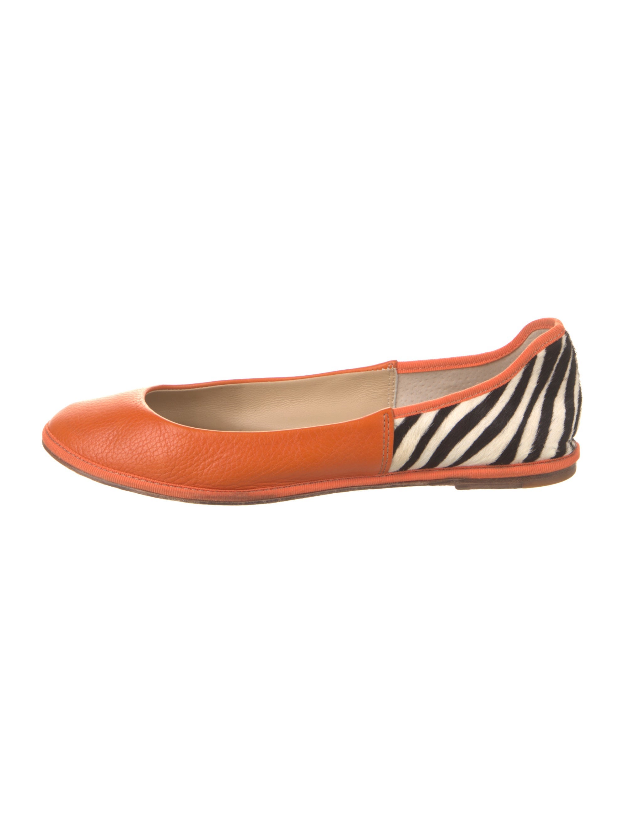 Diane von Furstenberg Leather Ballet Flats - Orange Flats, Shoes ...