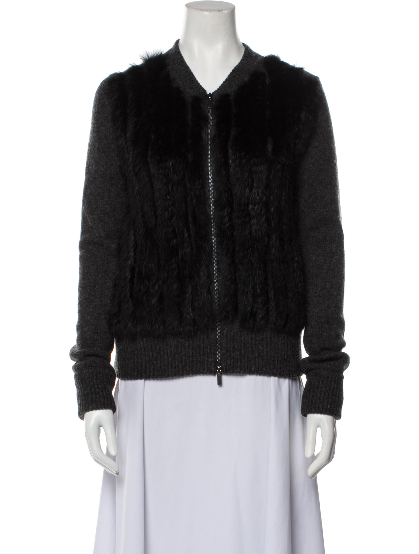 Diane von Furstenberg Lambswool Fur Jacket - Grey Jackets, Clothing ...