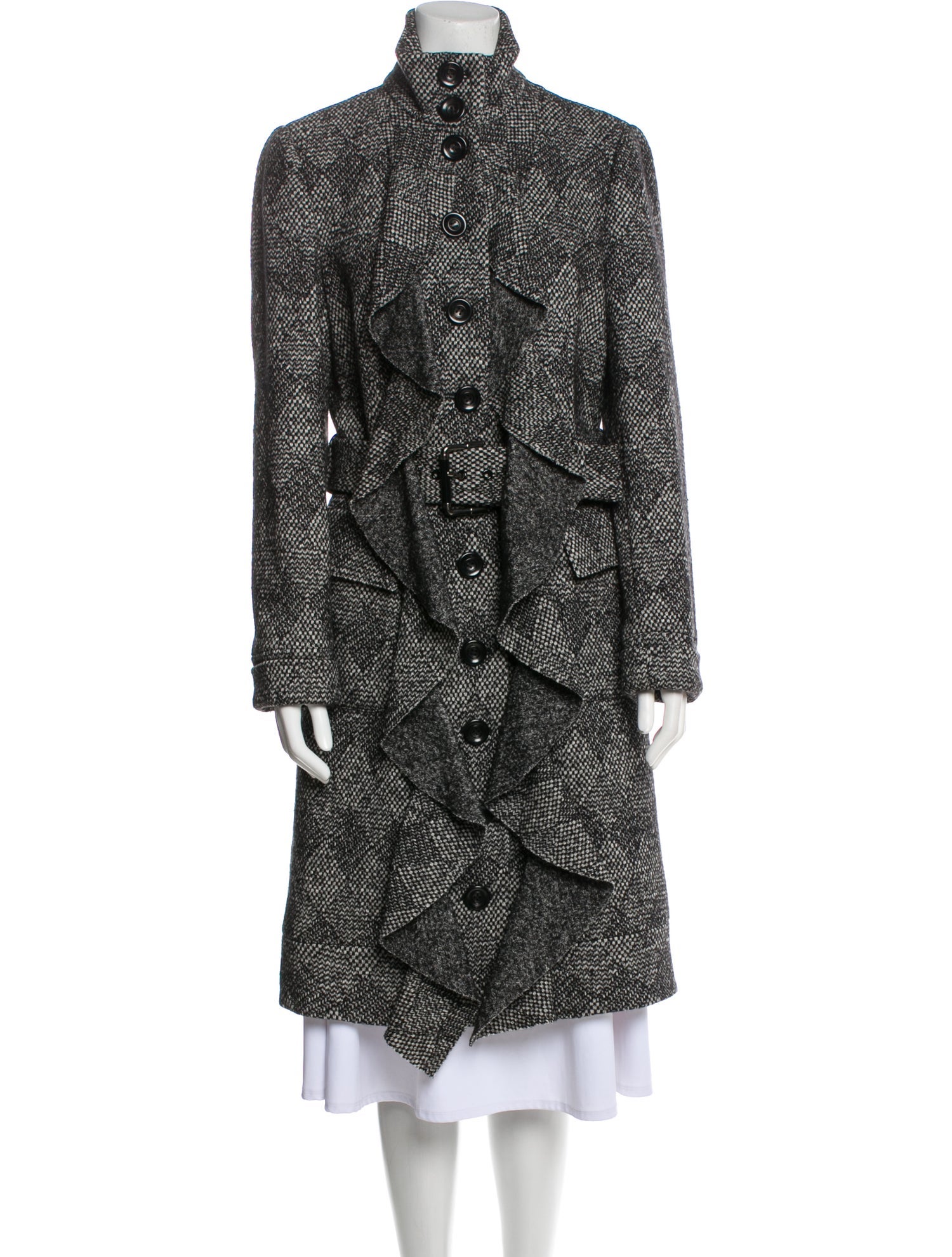 Diane von Furstenberg Tweed Pattern Coat - Grey Coats, Clothing ...