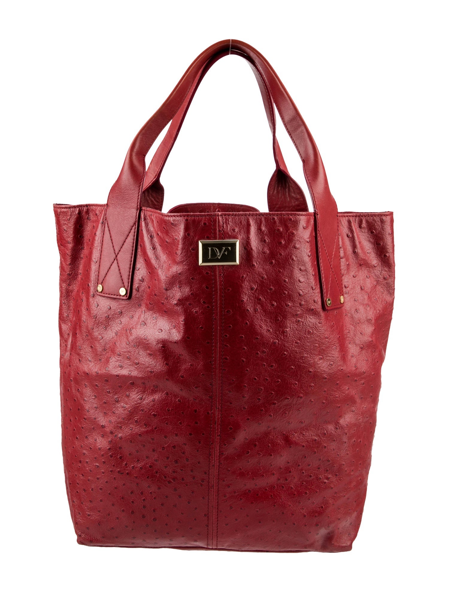 Diane von Furstenberg Ostrich Tote Bag - Red Totes, Handbags ...