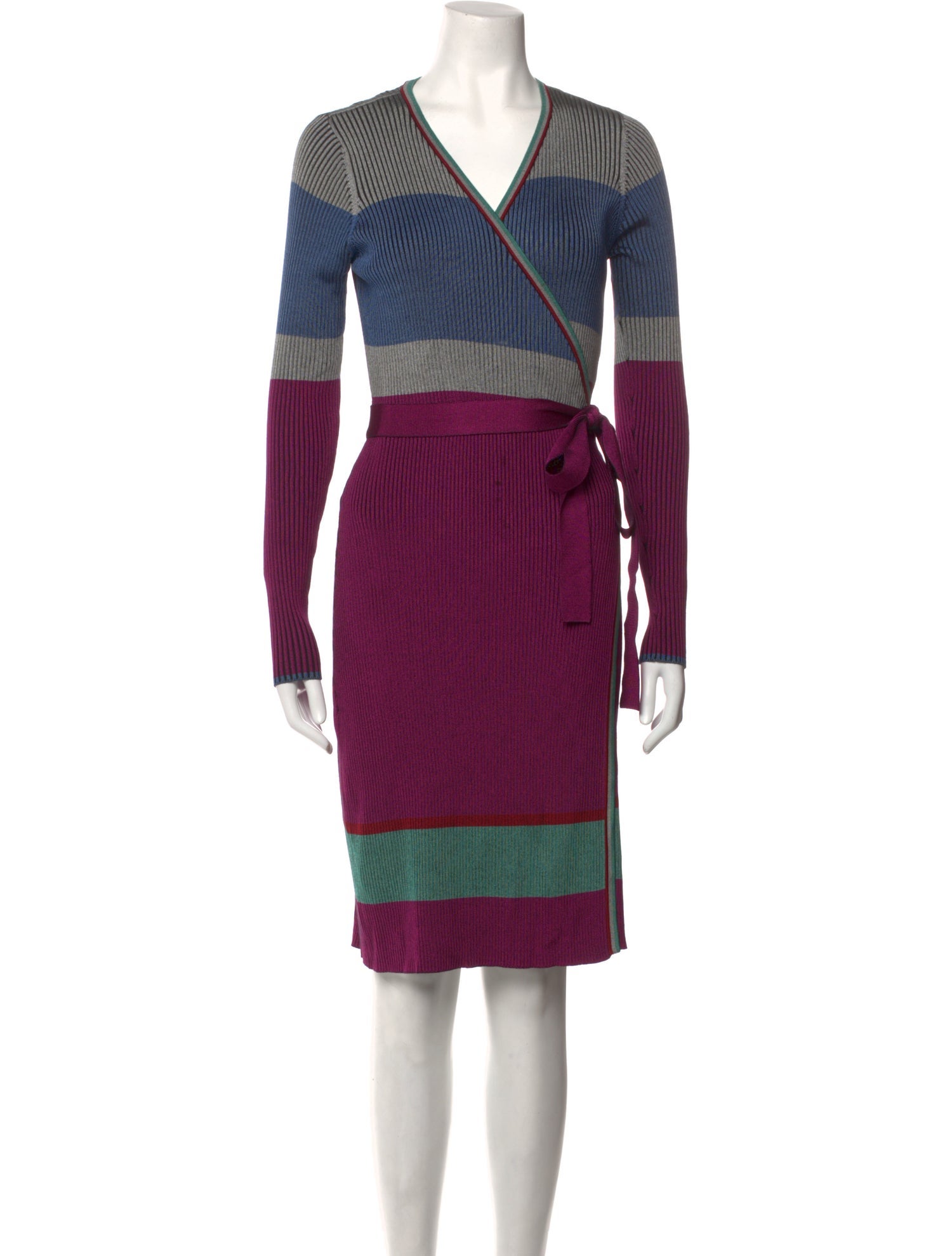 Diane von Furstenberg Colorblock Pattern Knee-Length Dress - Blue ...
