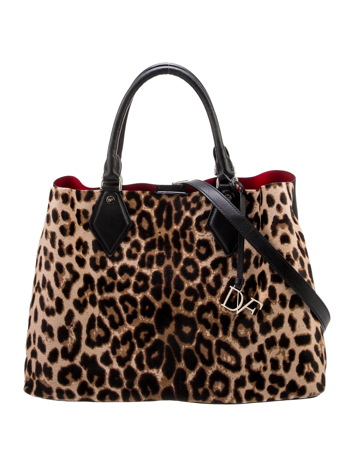 Diane von Furstenberg Leather Trim Ponyhair Tote Bag - Black Handle ...