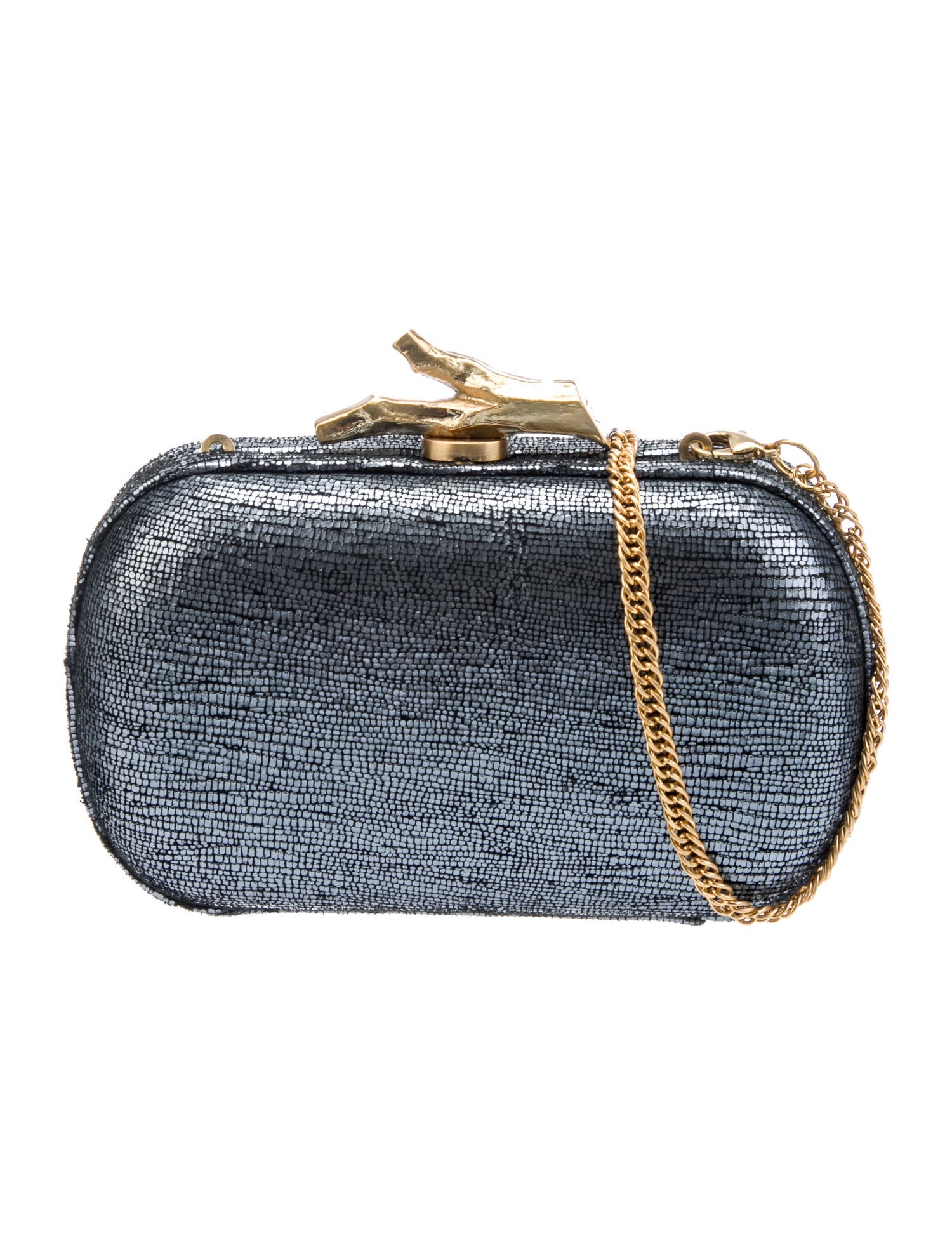 Diane von Furstenberg Chain-Link Leather Clutch - Blue Crossbody Bags ...