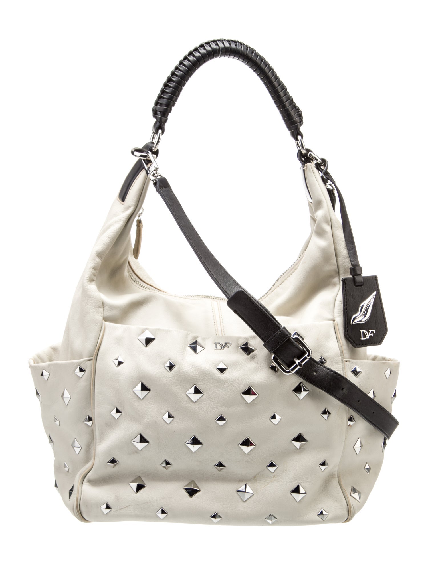Diane von Furstenberg Studded Leather Shoulder Bag - Neutrals Shoulder ...