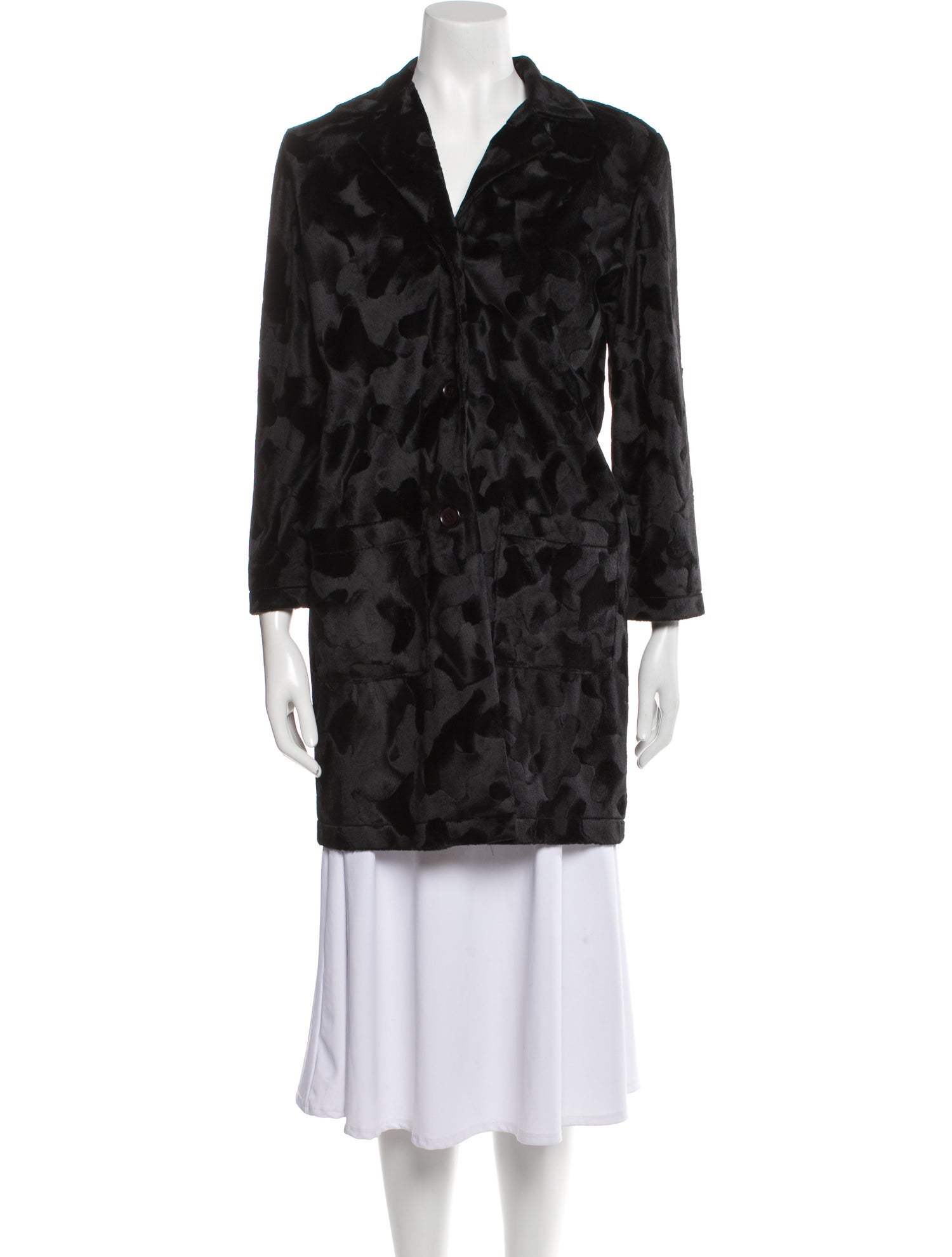 Diane von Furstenberg Printed Faux Fur Coat - Black Coats, Clothing ...