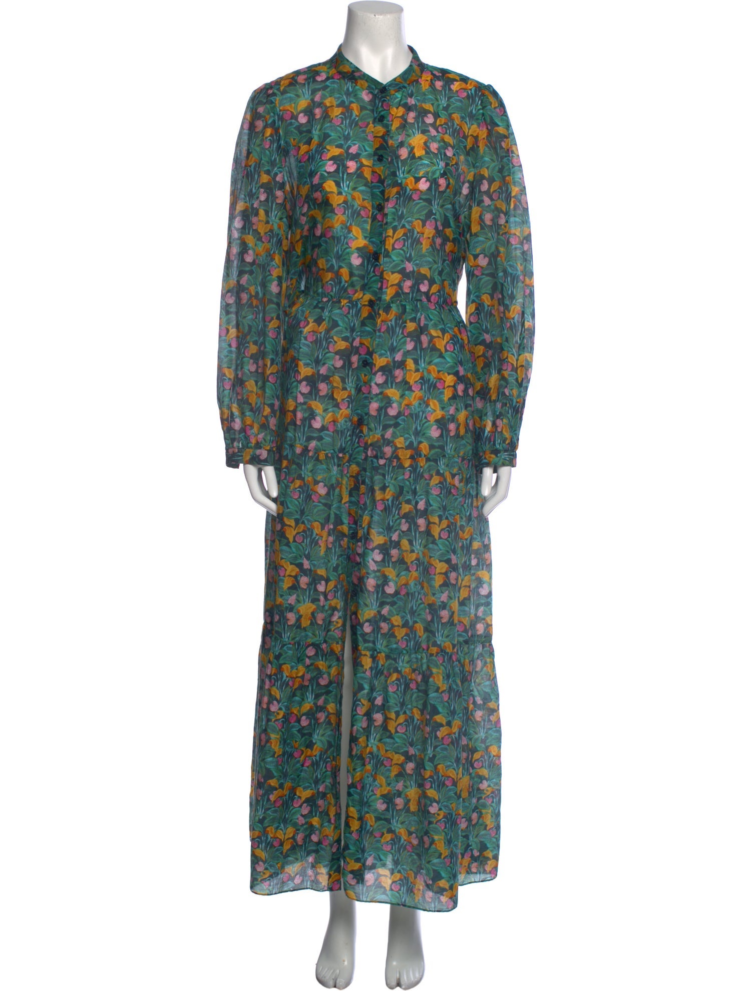 Diane von Furstenberg Floral Print Long Dress - Green Dresses, Clothing ...
