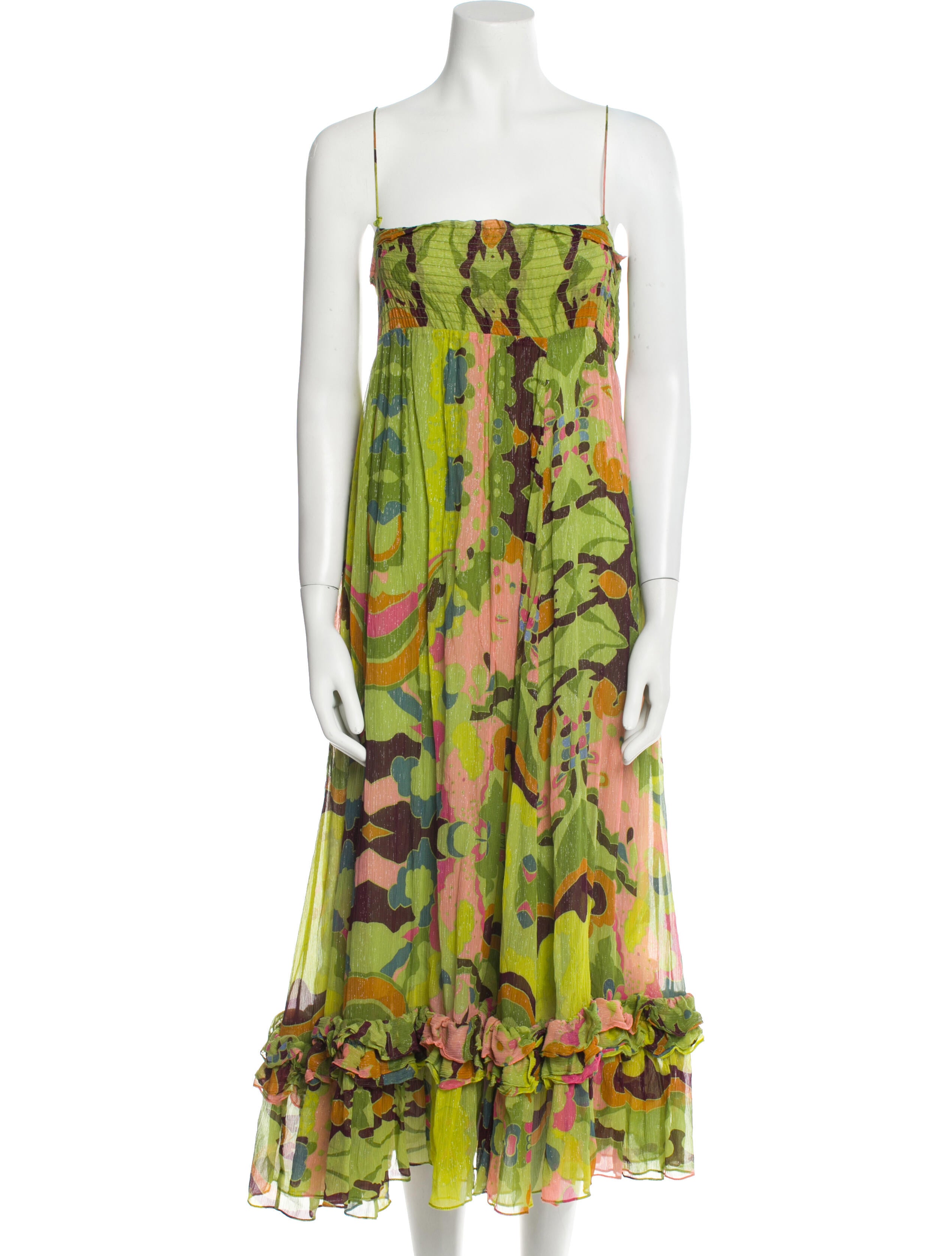 Diane von Furstenberg Silk Long Dress - Green Dresses, Clothing ...