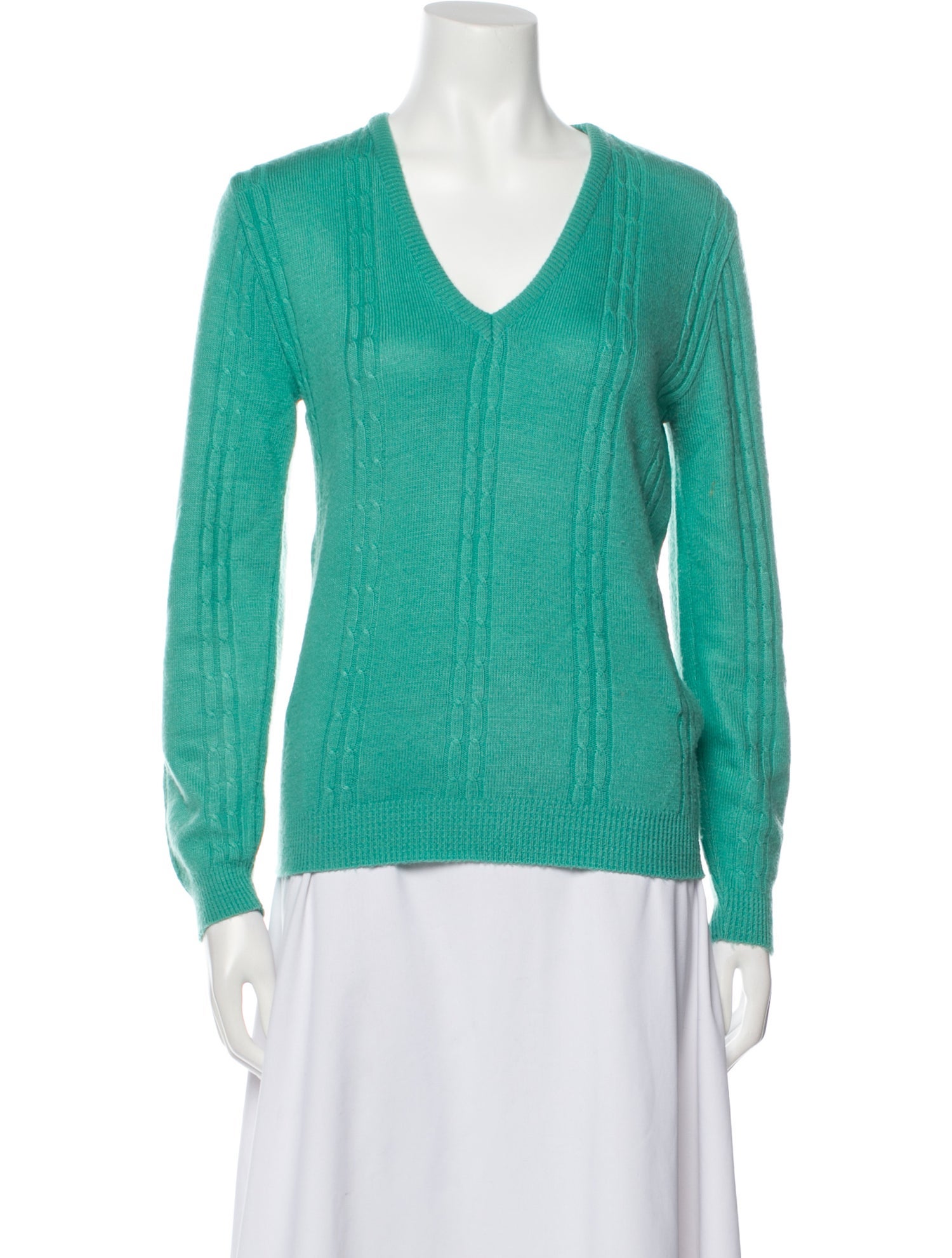 Diane von Furstenberg V-Neck Sweater - Green Knitwear, Clothing ...