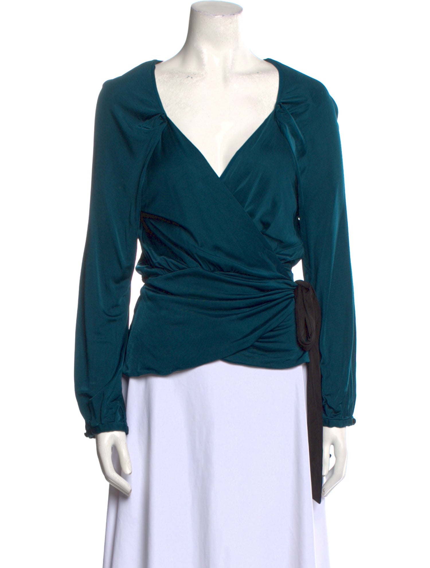 Diane von Furstenberg V-Neck Long Sleeve Blouse - Blue Tops, Clothing ...