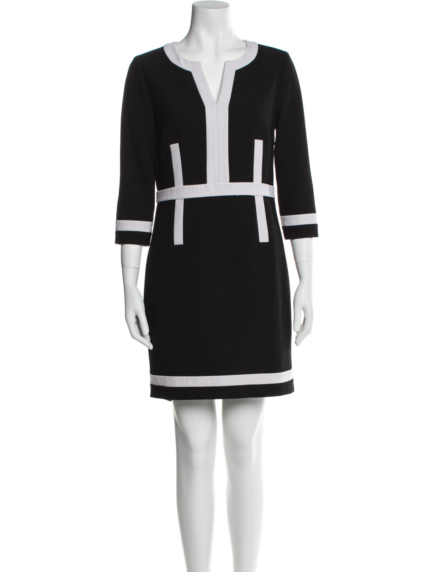 Adolfo Colorblock Pattern Knee-Length Dress - Black Dresses, Clothing ...