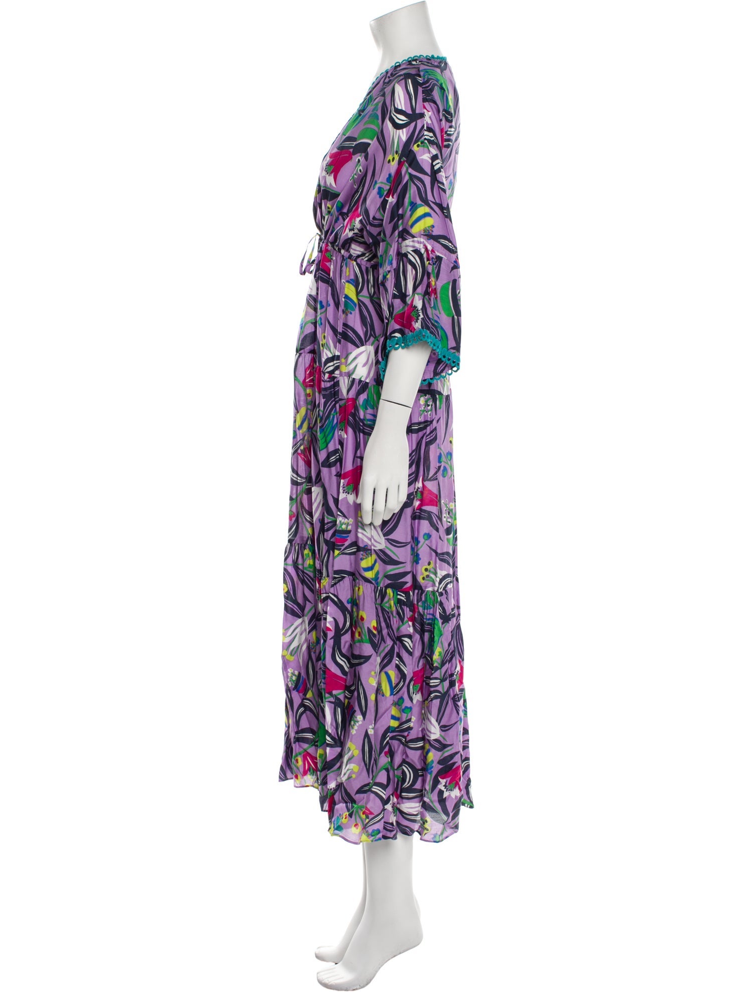 Diane von Furstenberg Floral Print Long Dress w/ Tags - Purple Dresses ...