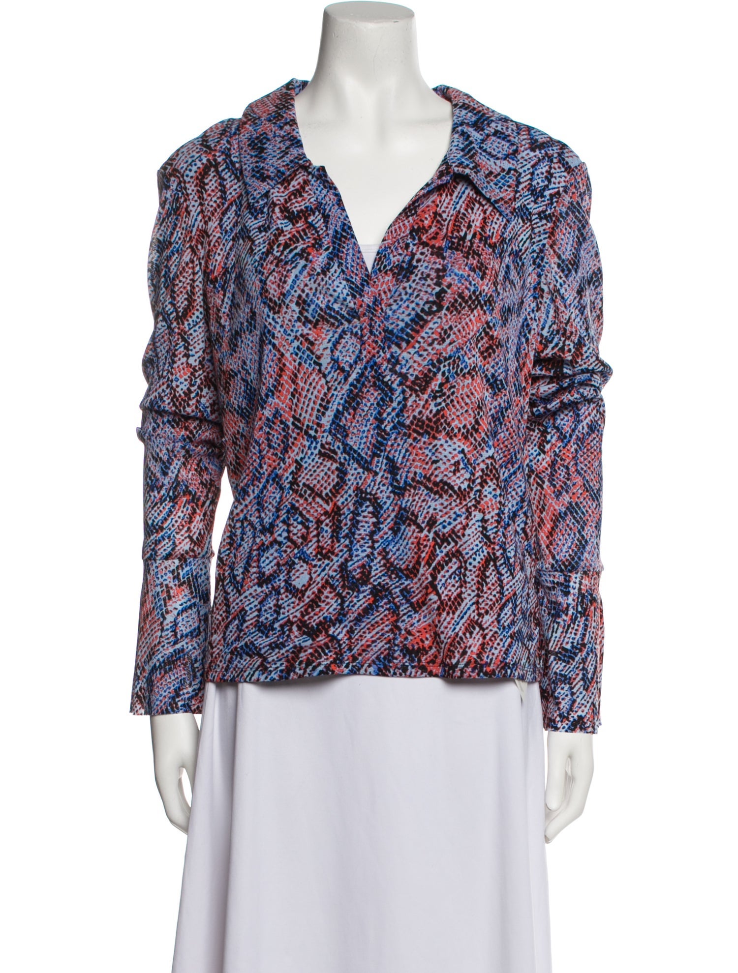 Diane von Furstenberg Printed V-Neck Blouse - Blue Tops, Clothing ...