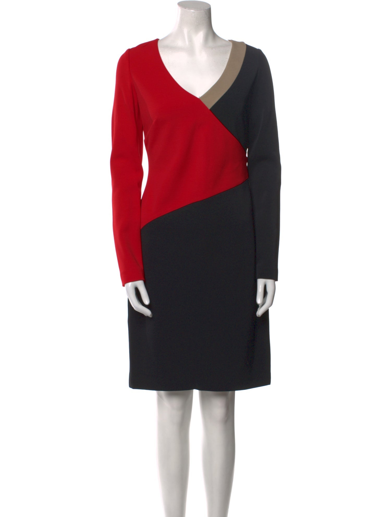 Diane von Furstenberg Colorblock Pattern Knee-Length Dress - Red ...