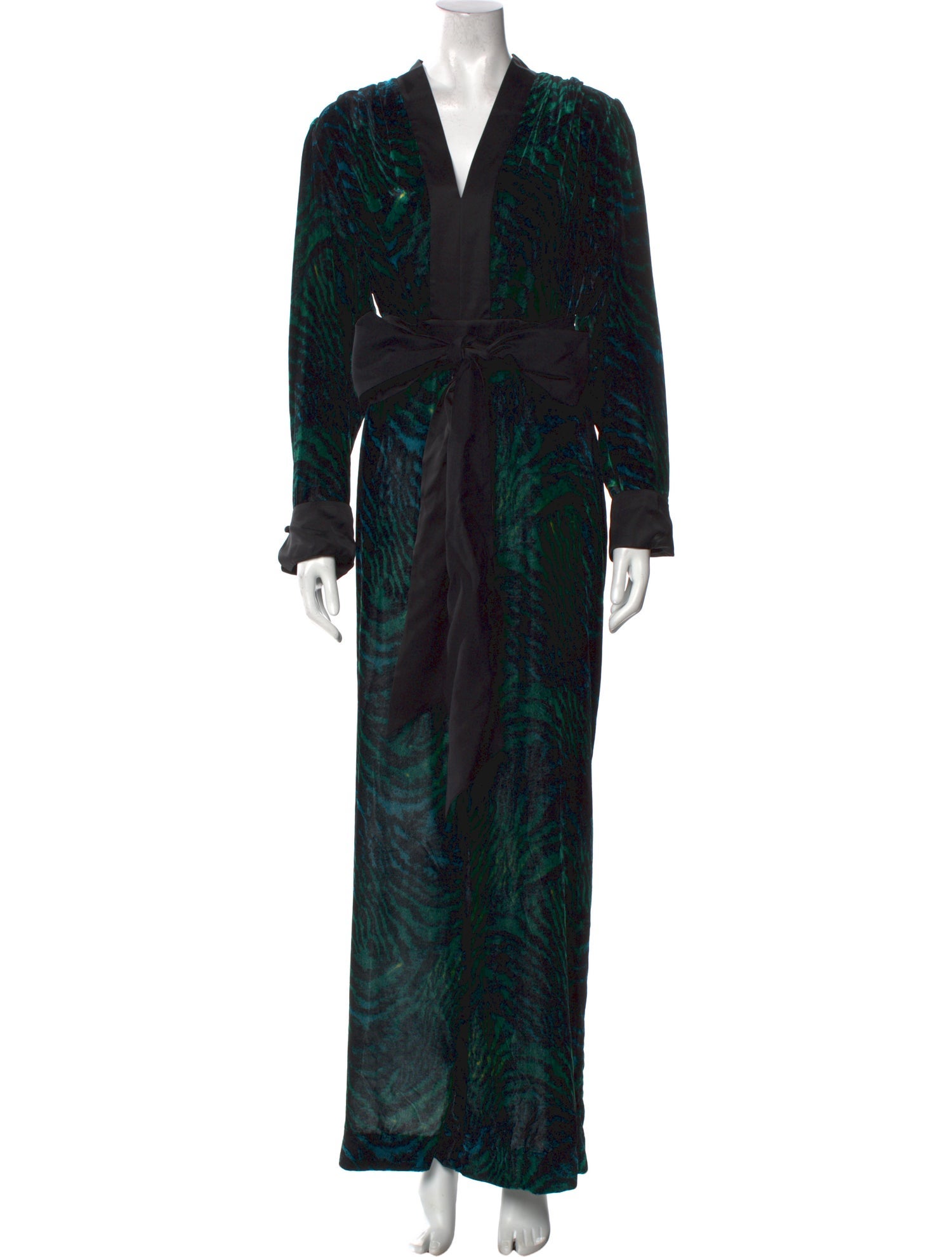 Diane von Furstenberg Printed V-Neck Jumpsuit - Black, 17" Rise ...