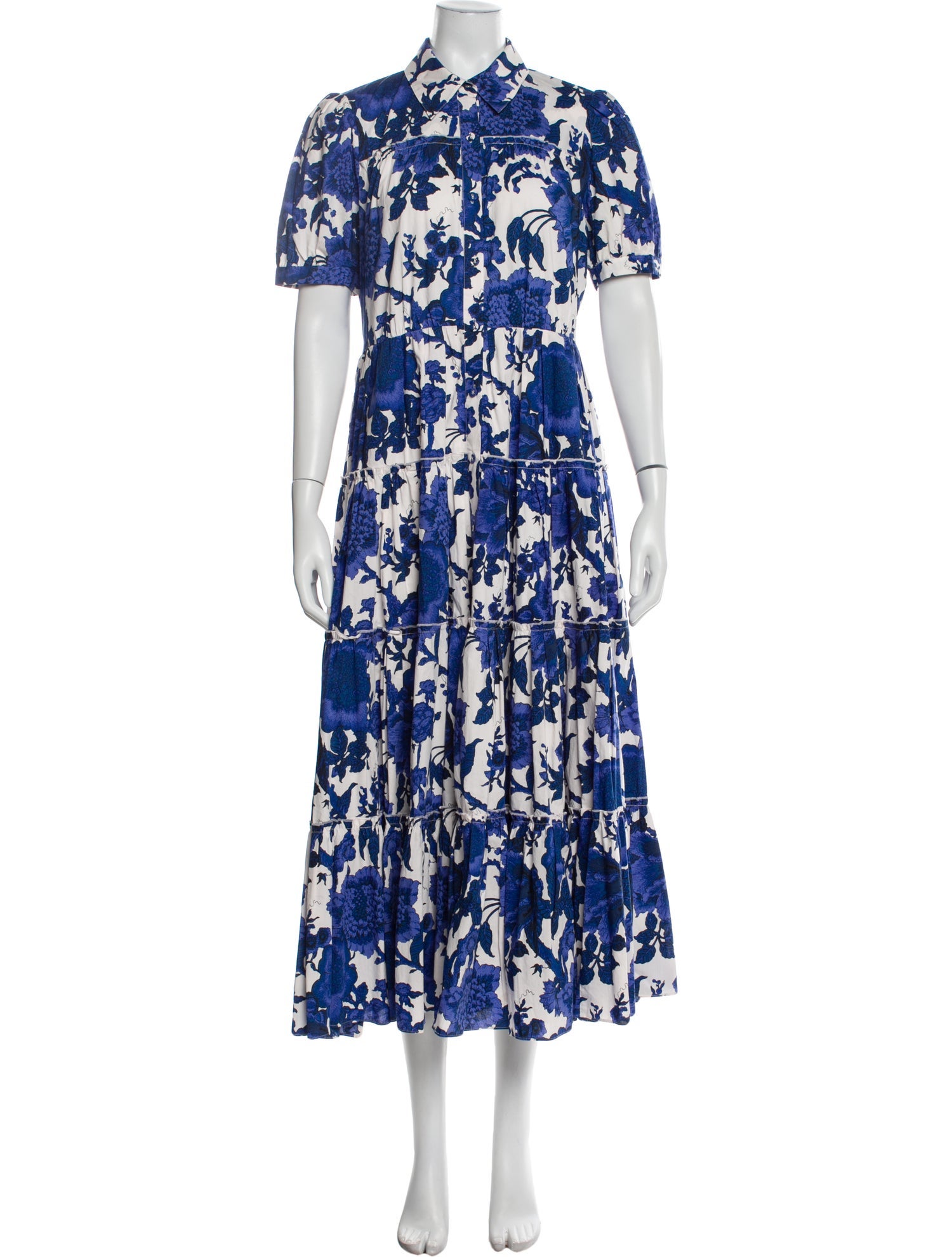 Diane von Furstenberg Floral Print Long Dress - Blue Dresses, Clothing ...