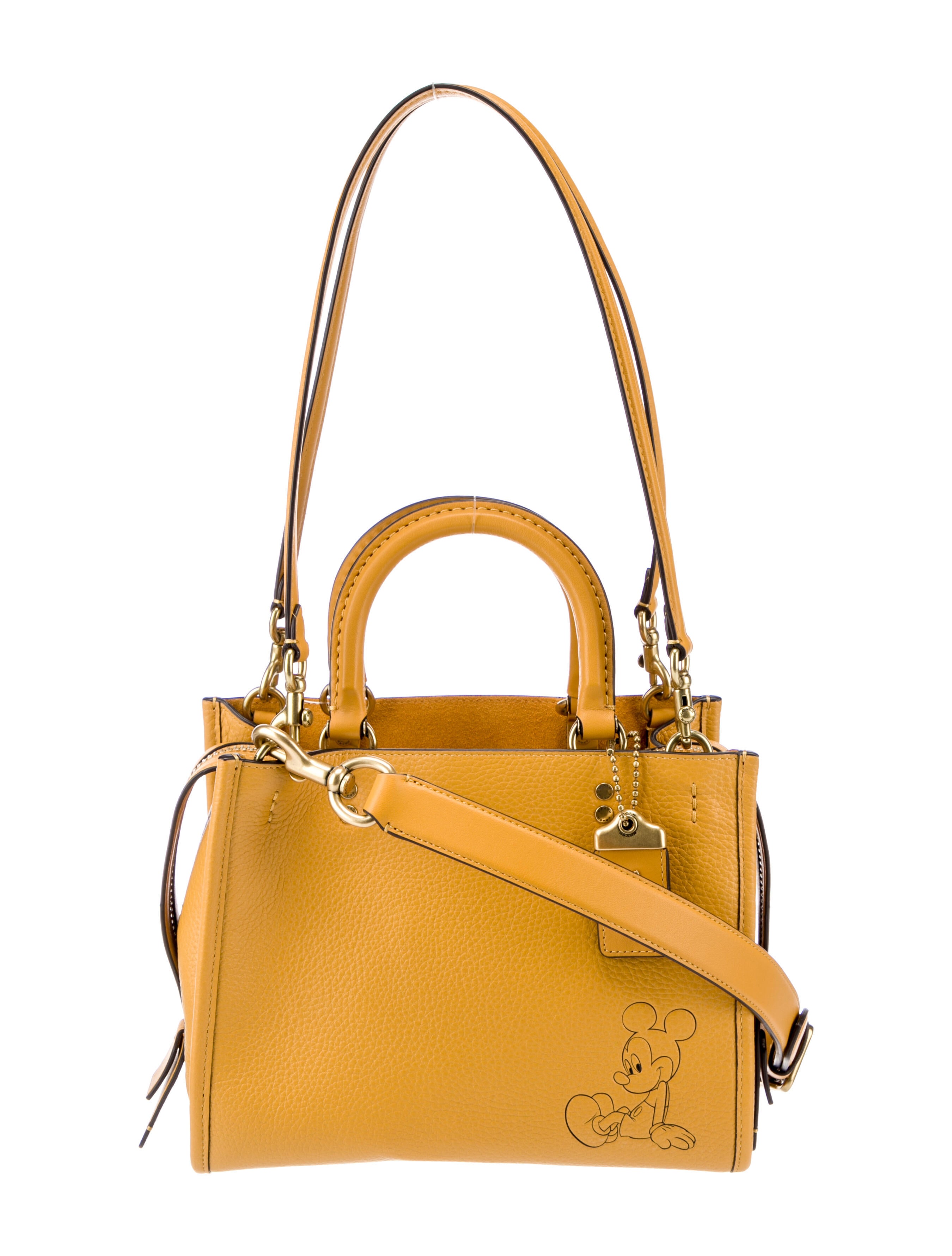 Disney x Coach Leather Mickey Handle Bag - Yellow Handle Bags, Handbags ...