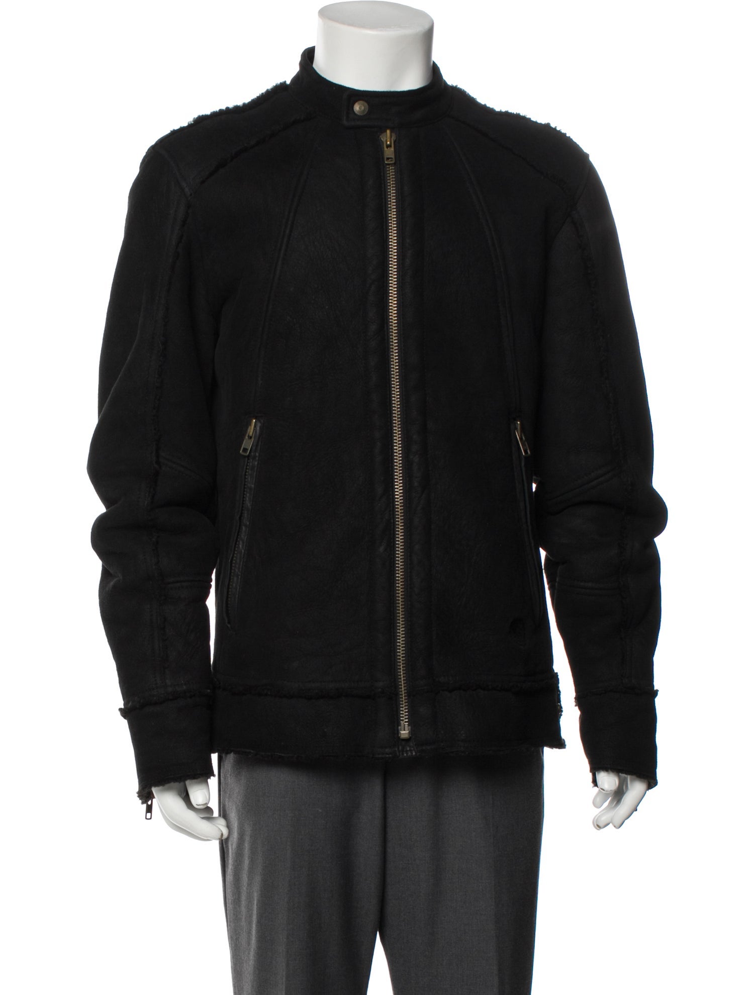 Diesel Shearling Moto Jacket - Black Outerwear, Clothing - WDISL28576 ...