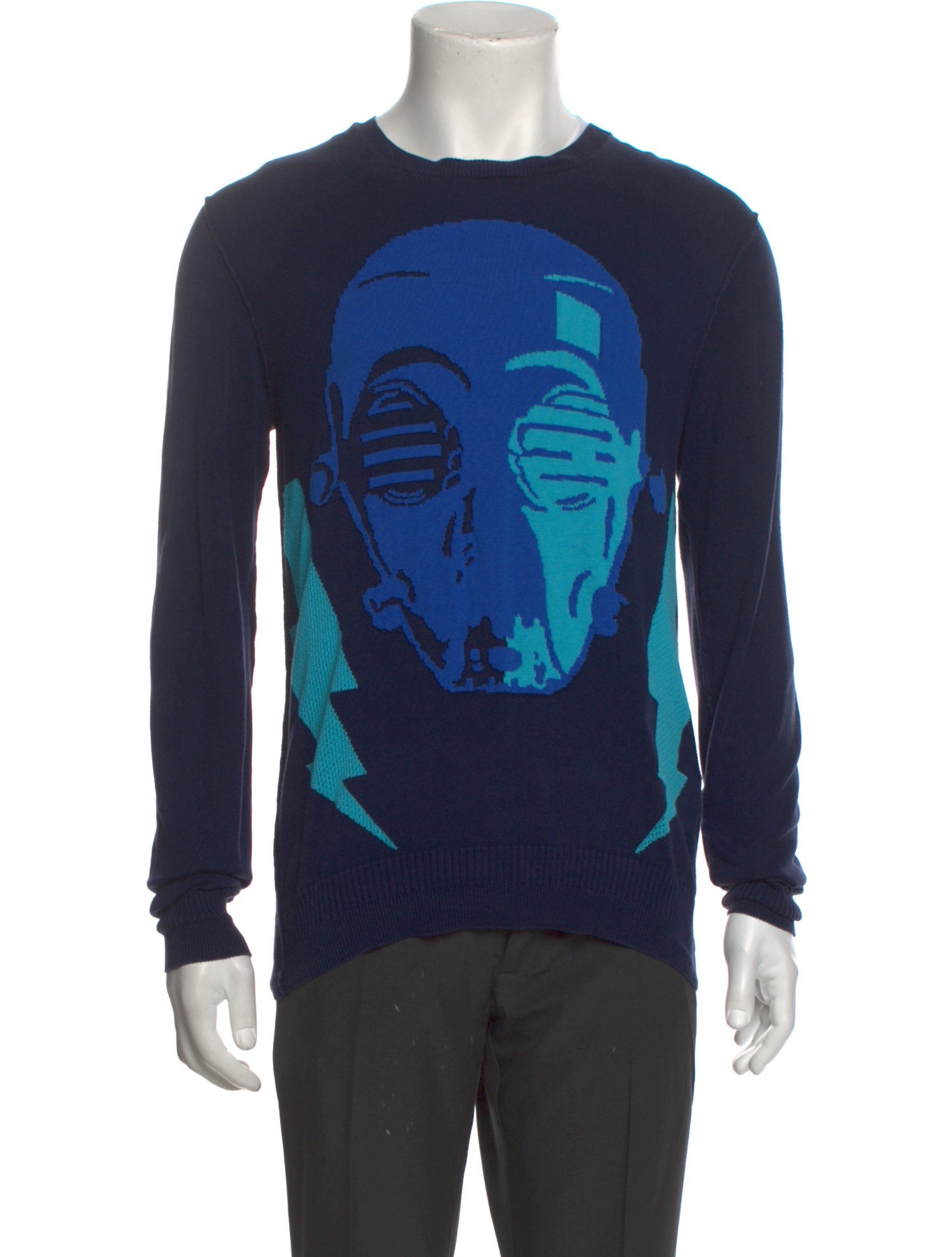 Diesel Graphic Print Crew Neck Pullover - Blue Sweaters, Clothing ...