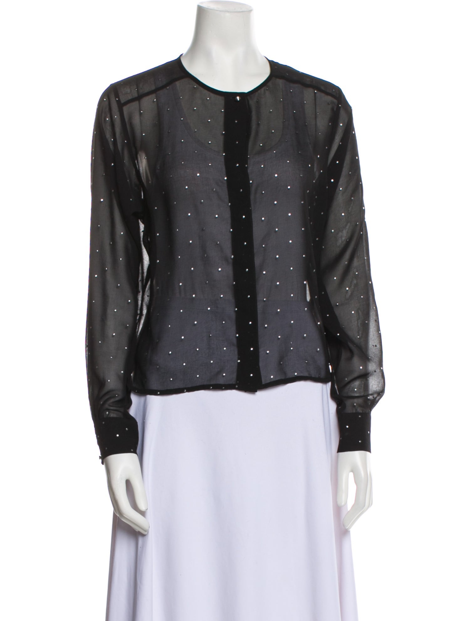 Diesel Crew Neck Long Sleeve Button-Up Top - Black Tops, Clothing ...