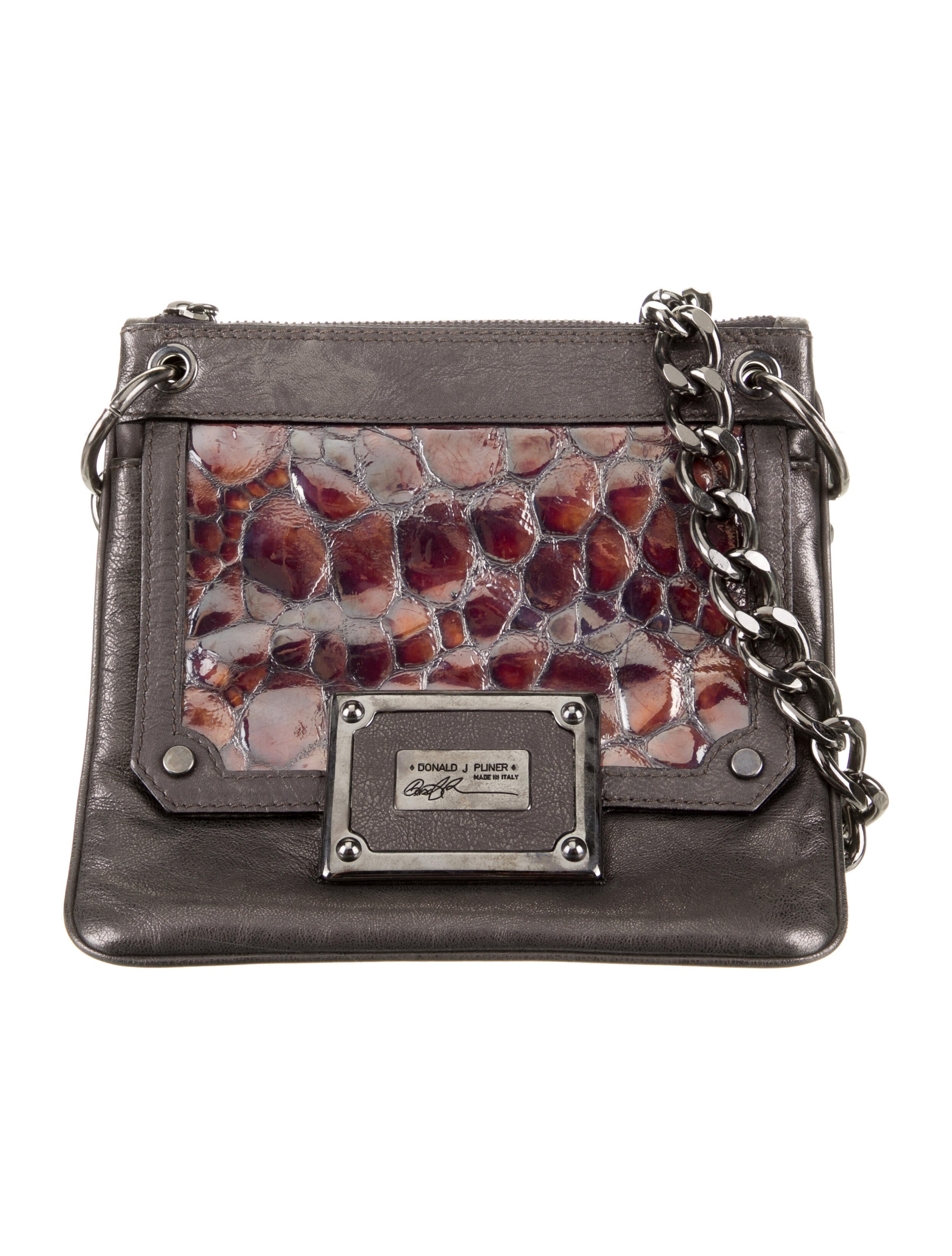 Donald J Pliner Metallic Leather Crossbody Bag - Grey Crossbody Bags ...