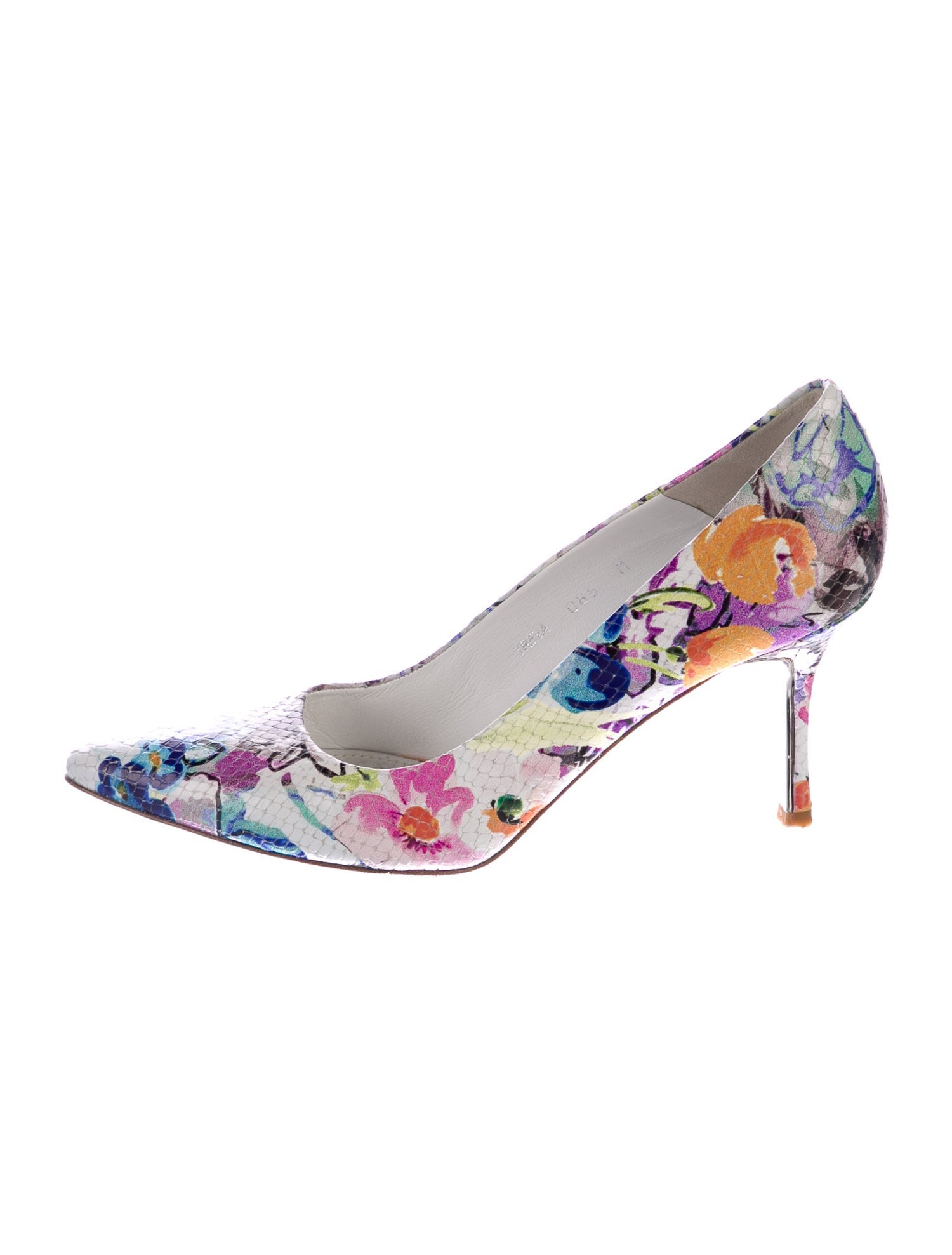 Donald Pliner Leather Floral Print Pumps - White Pumps, Shoes ...