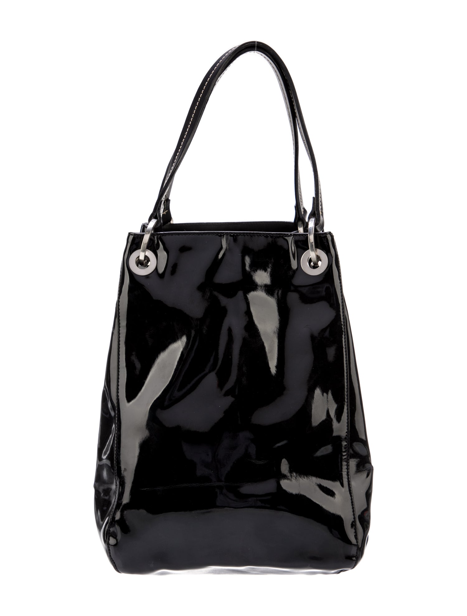 Donald Pliner Leather Trim Patent Leather Tote Bag - Black Totes ...