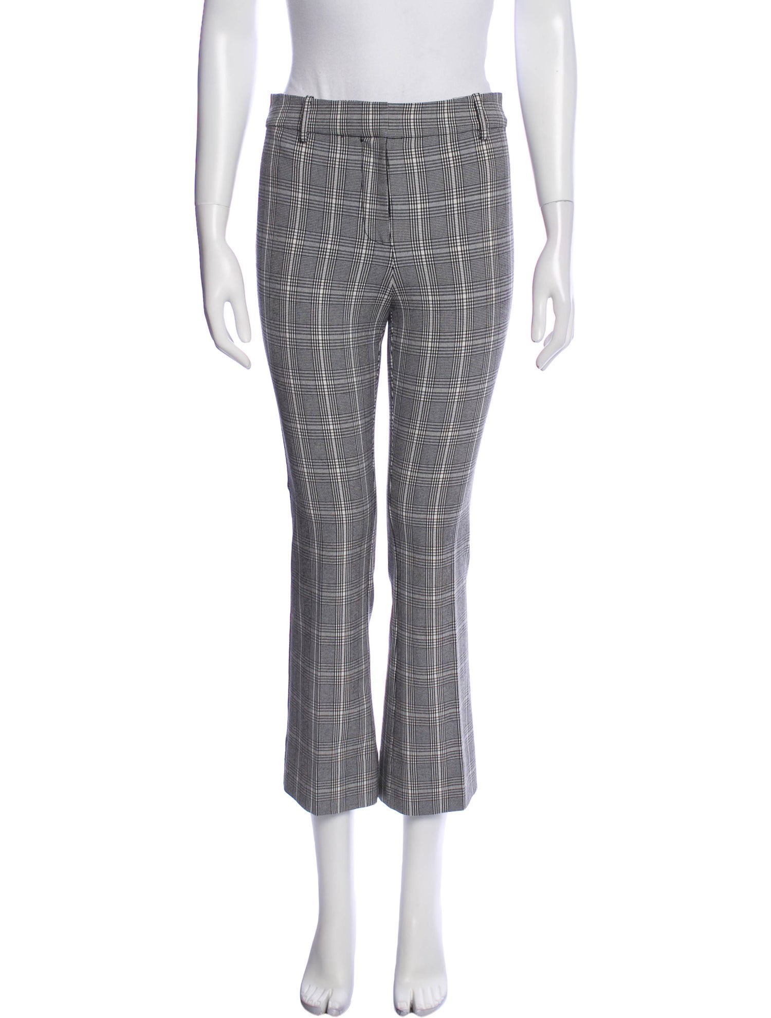 Derek Lam 10 Crosby Plaid Print Straight Leg Pants - Grey, 9.75" Rise ...