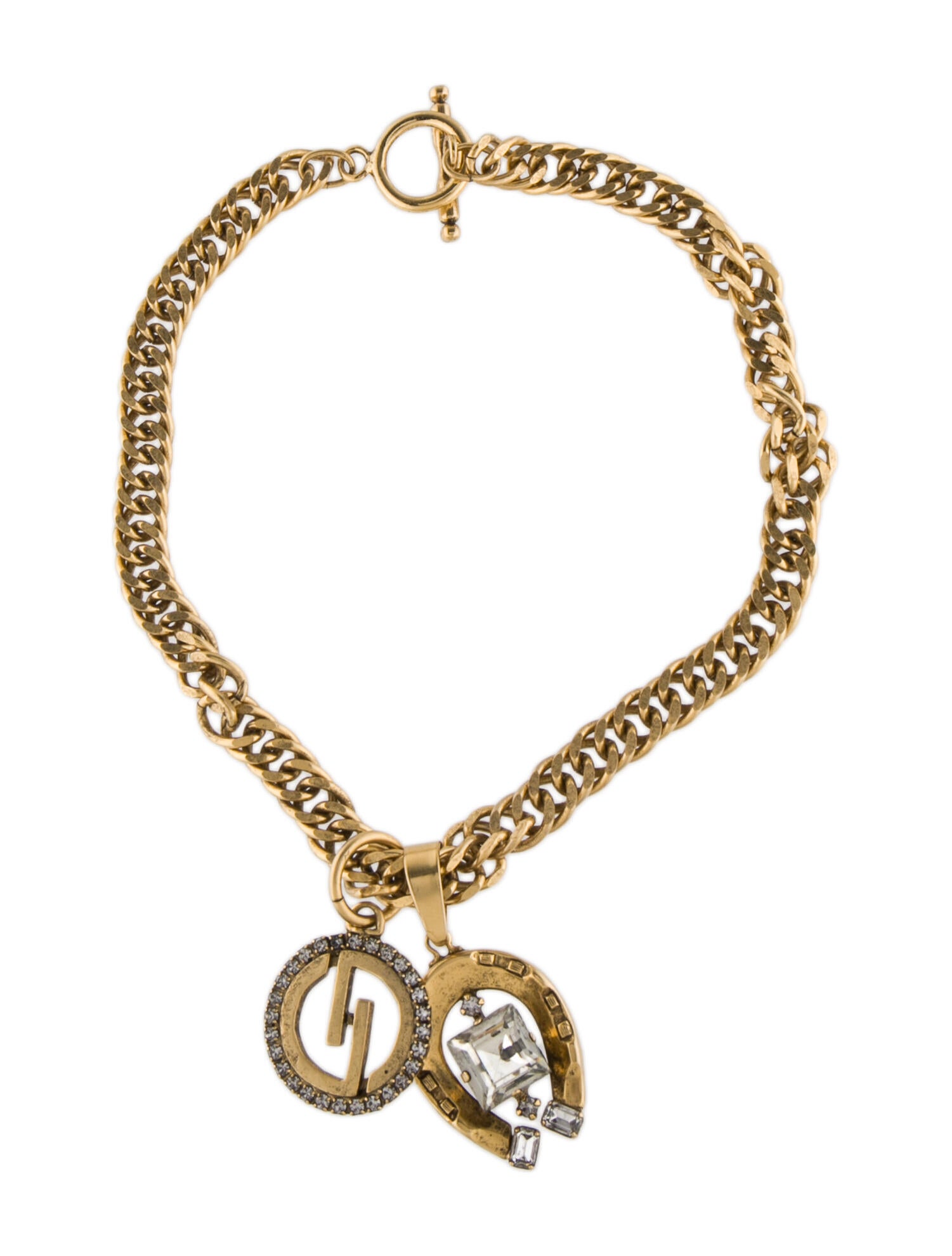 DYLANLEX Crystal Logo & Horseshoe Pendant Necklace - Gold Pendant ...
