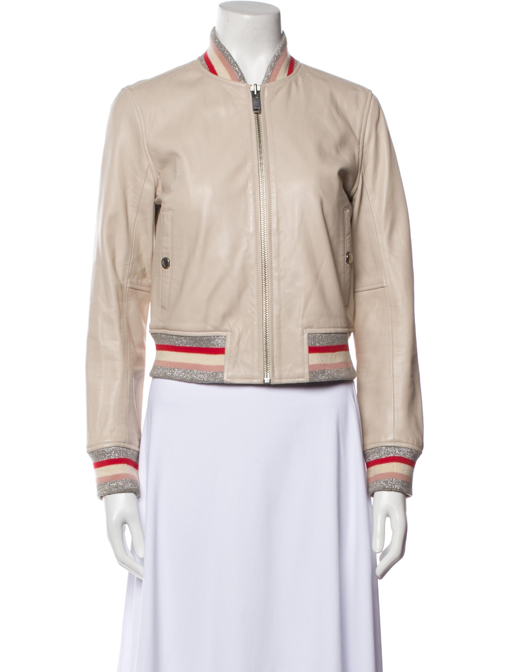 Doma Lamb Leather Bomber Jacket - Neutrals Jackets, Clothing - WDO20685 ...