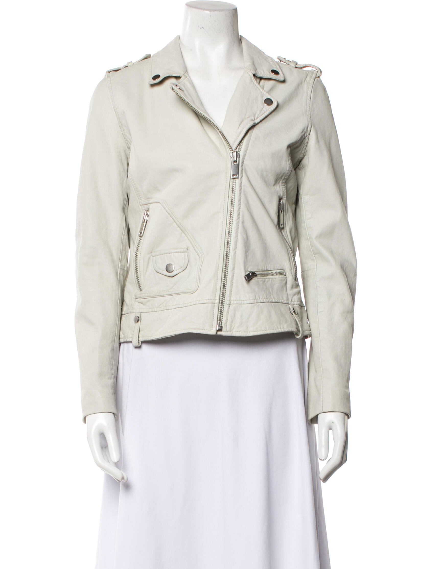 Doma Lamb Leather Biker Jacket - Neutrals Jackets, Clothing - WDO20736 ...