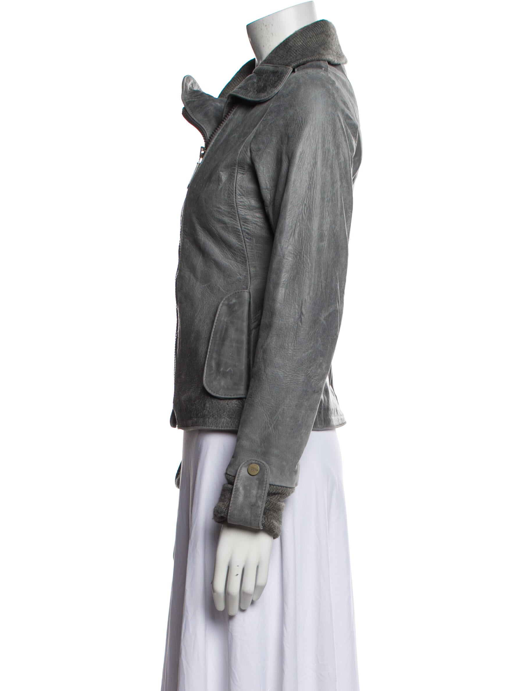 Doma Leather Biker Jacket - Grey Jackets, Clothing - WDO20797 | The ...