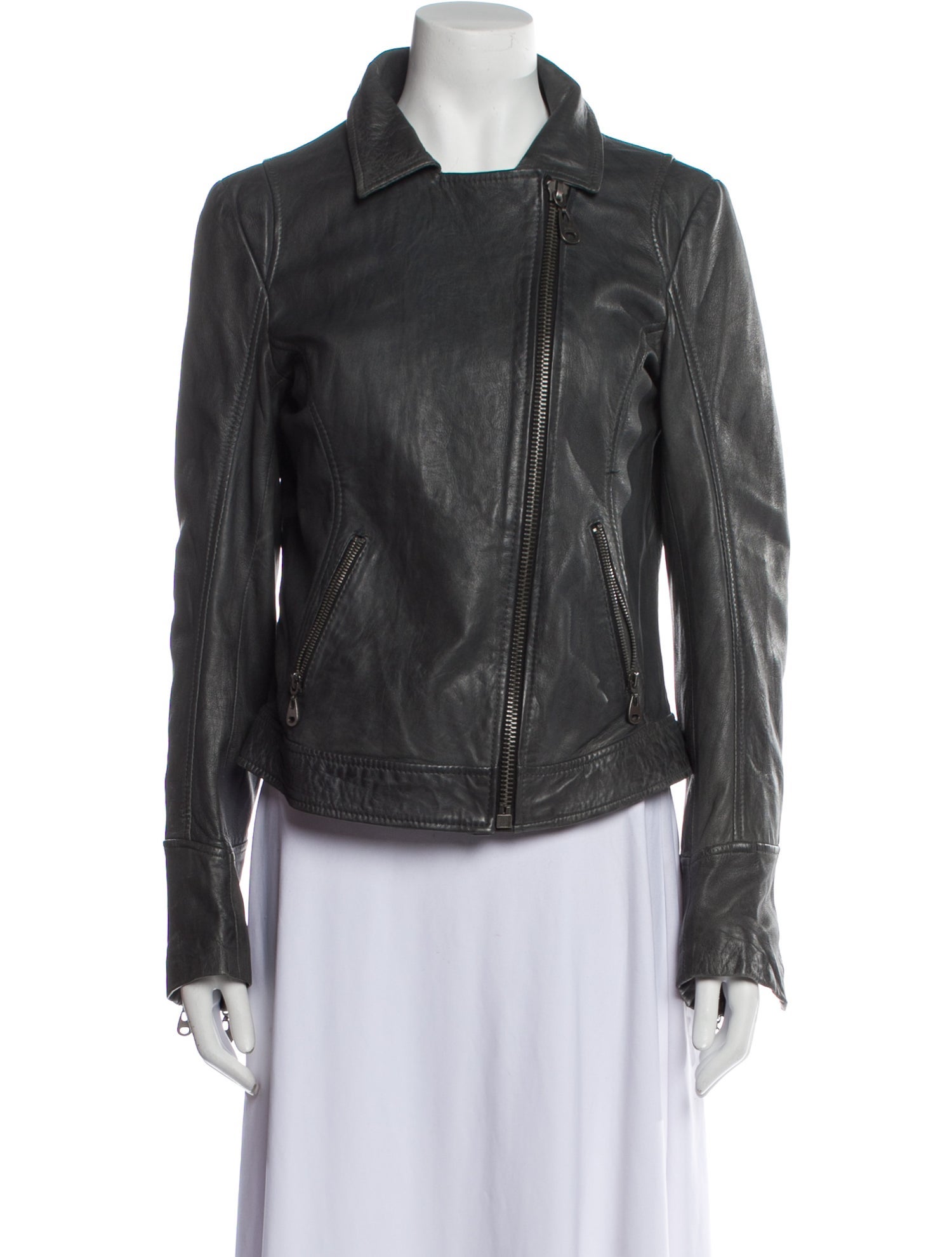 Doma Leather Biker Jacket - Grey Jackets, Clothing - WDO20930 | The ...