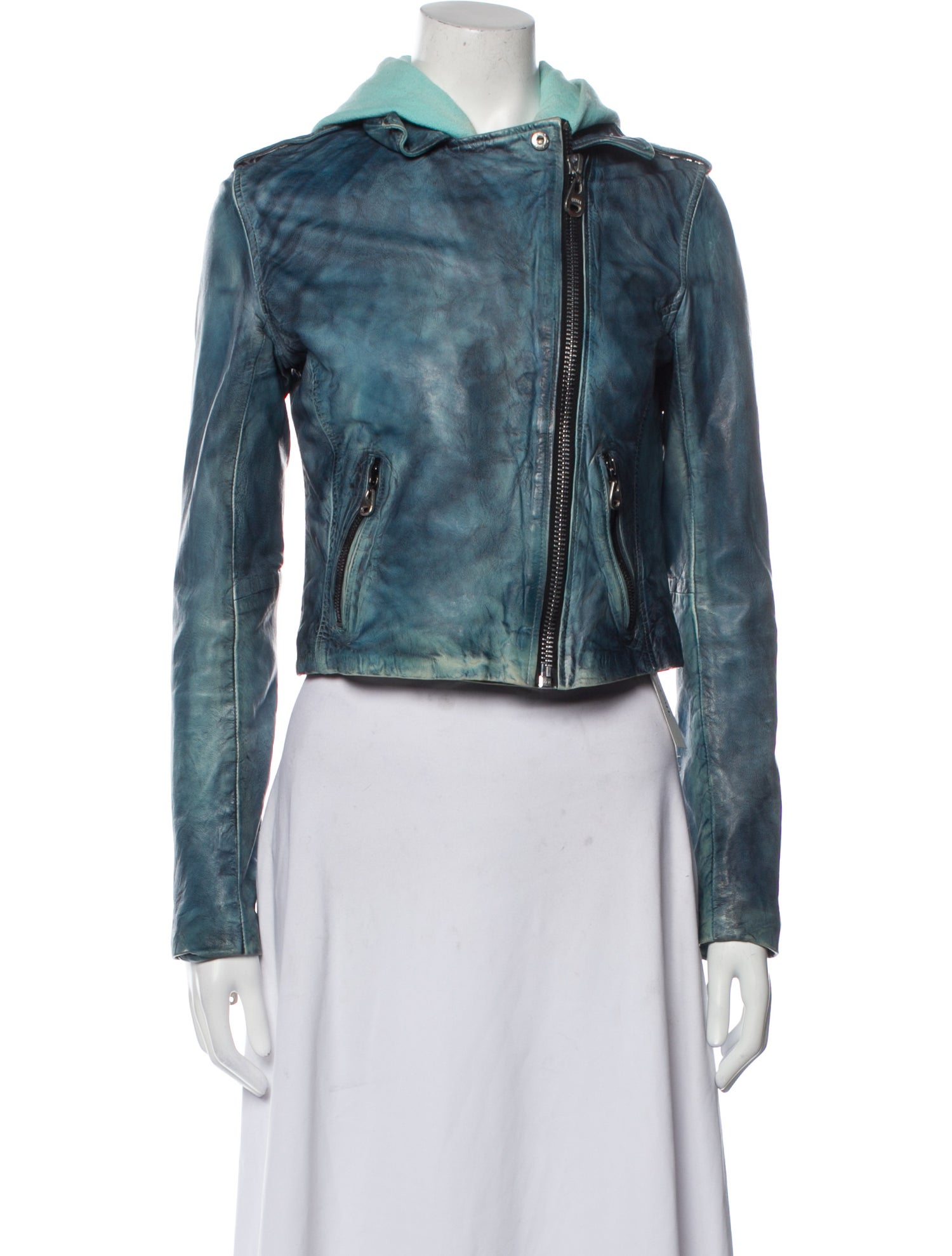 Doma Leather Biker Jacket - Blue Jackets, Clothing - WDO20981 | The ...