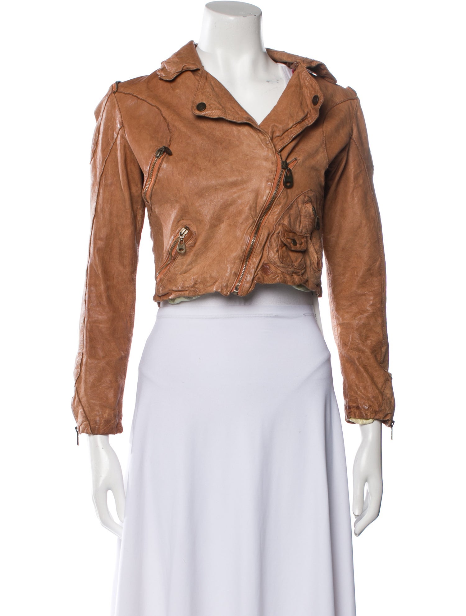 Doma Leather Biker Jacket - Brown Jackets, Clothing - WDO20996 | The ...
